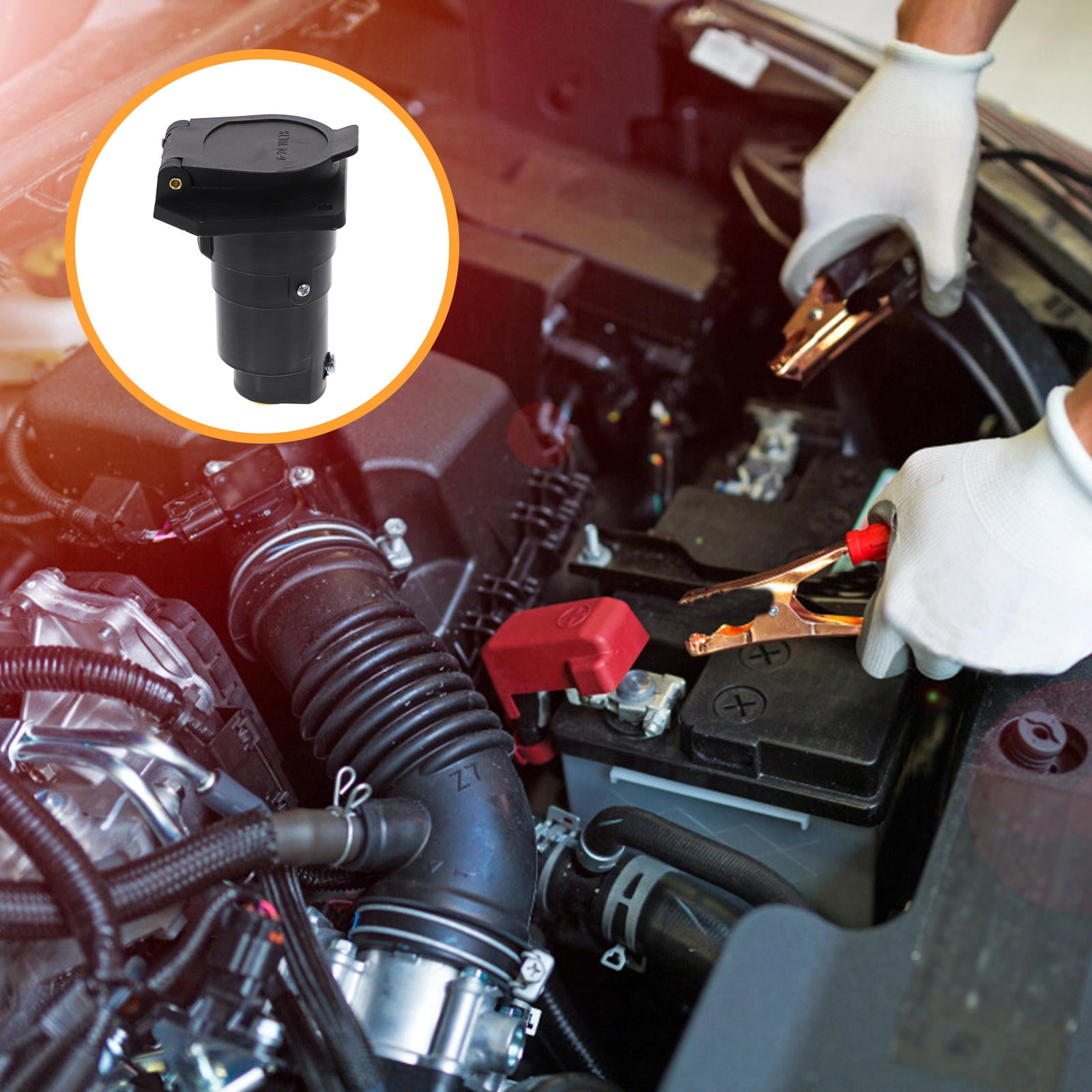 Worgeous 12V 7 Pin Round Trailer Plug 7 Way Socket Adapter Wiring ...