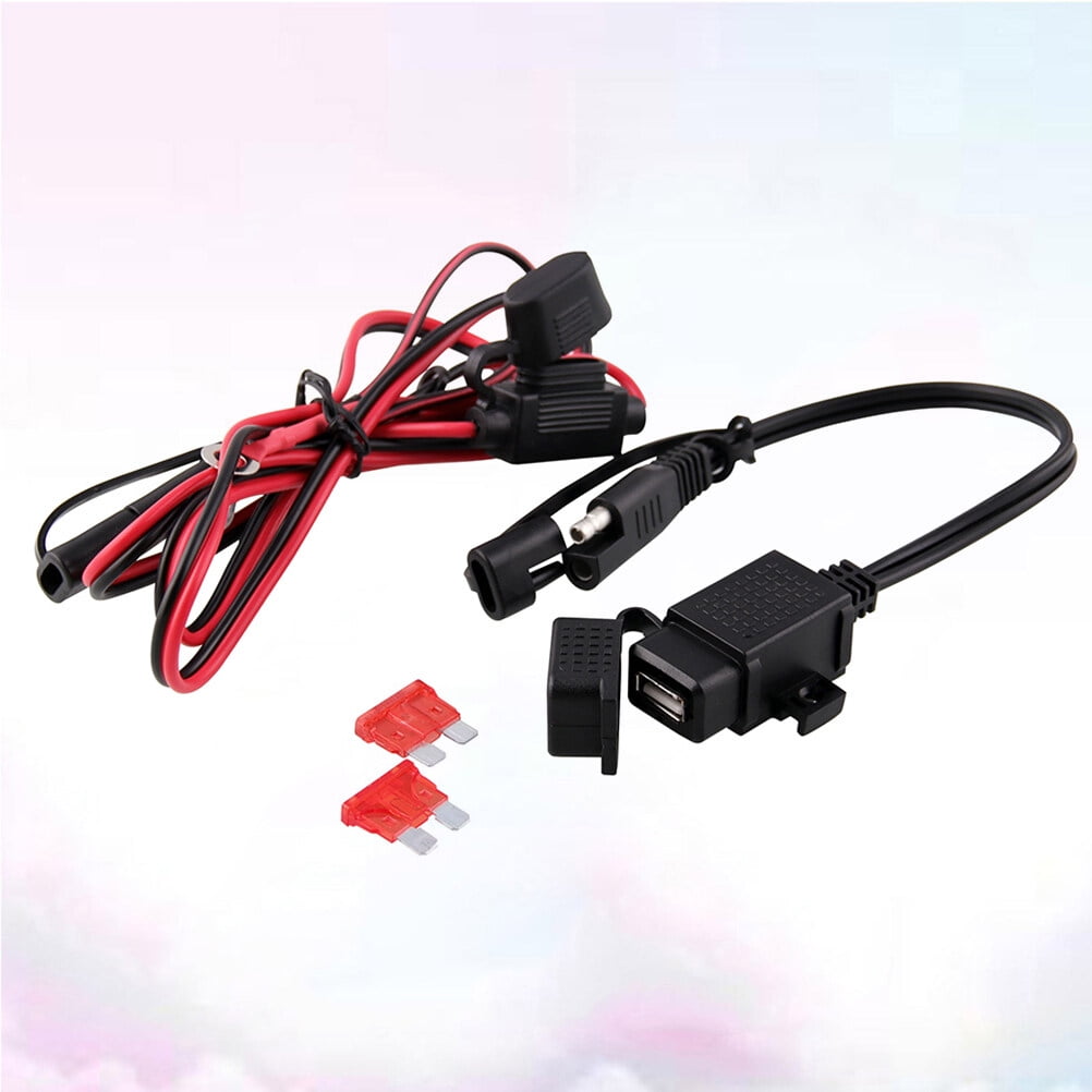 Worgeous 12V Dual USB Waterproof Motorcycle SAE to USB Mobile Phone GPS ...
