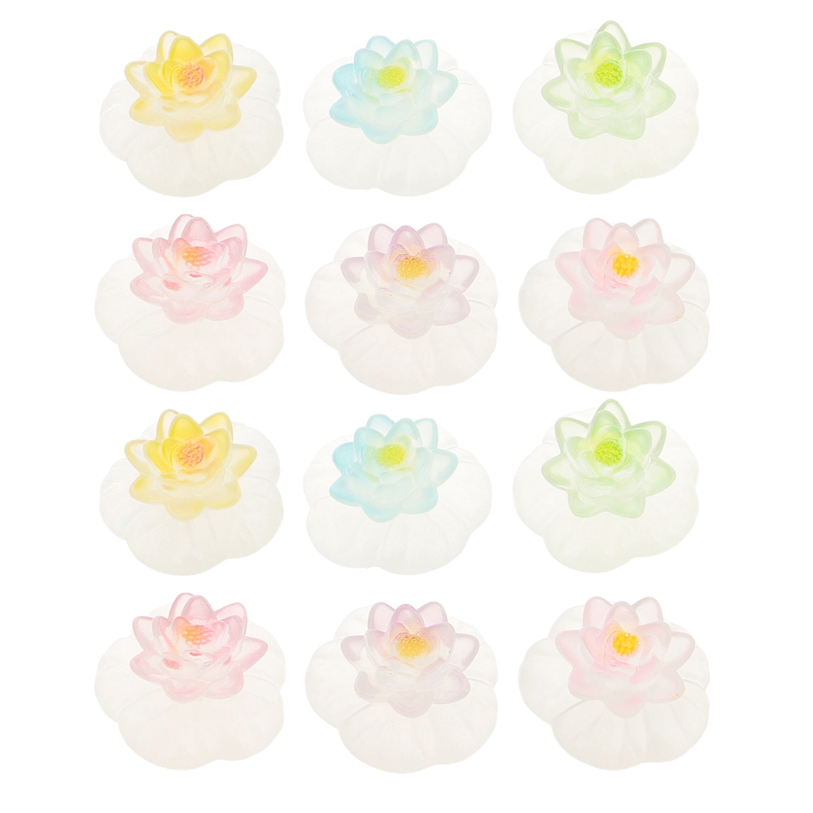 Worgeous 12pcs Luminous Miniature Lotus Flower Figurines Realistic ...