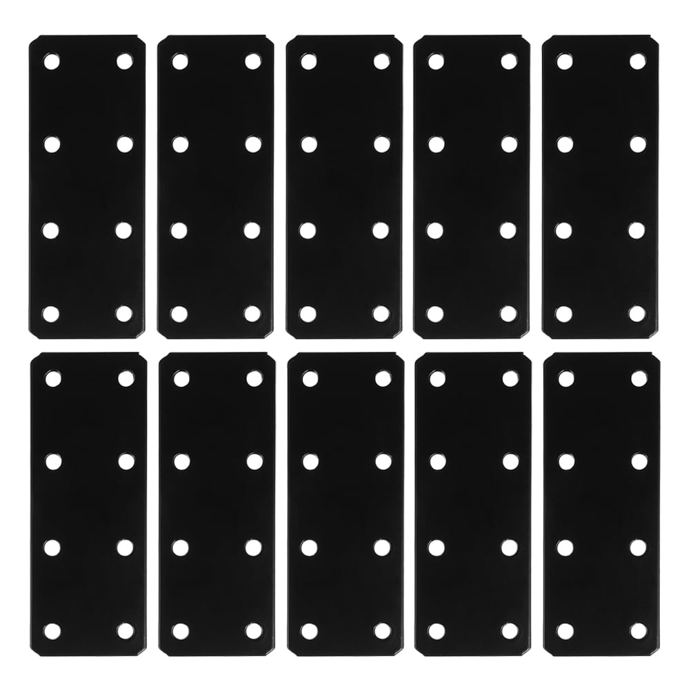 Worgeous 12pcs Straight Braces Brackets Black Flat Mending Plate Metal ...