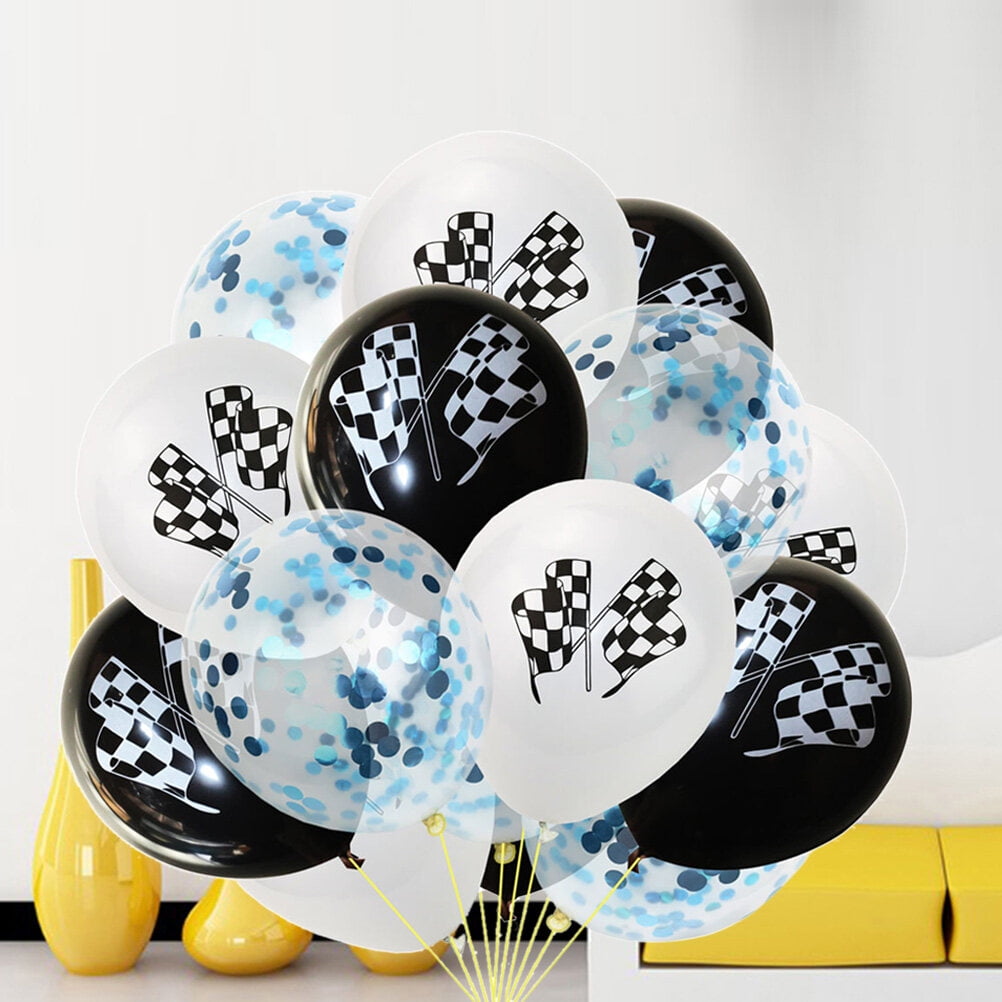 Worgeous 15 Pcs Party Balloons Racing Flag Sequin Confetti Balloons ...