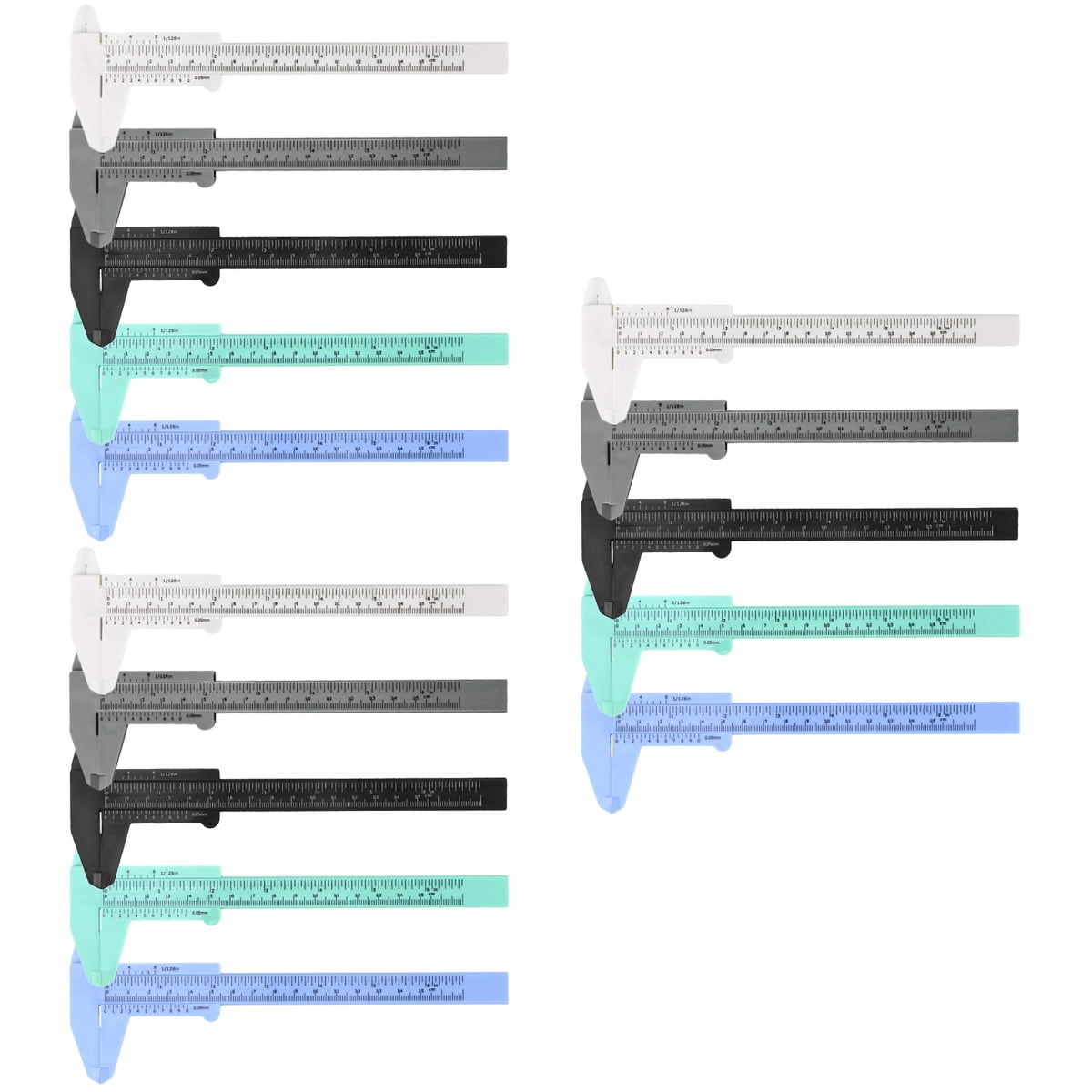 Worgeous 15 Pcs Plastic Vernier Caliper Portable Caliper Vernier Ruler ...