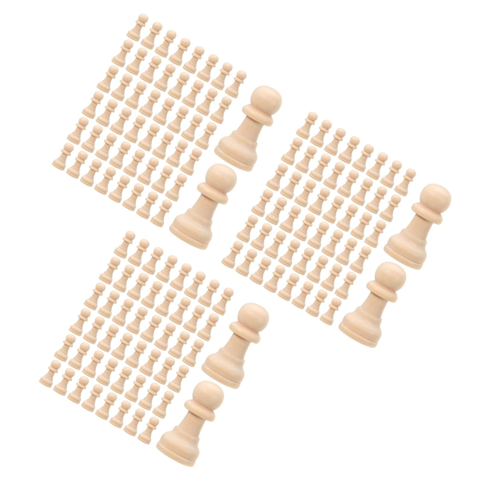 Worgeous 150 pcs Diy Wooden Chess Pieces Unfinished Wood Chess Pieces ...