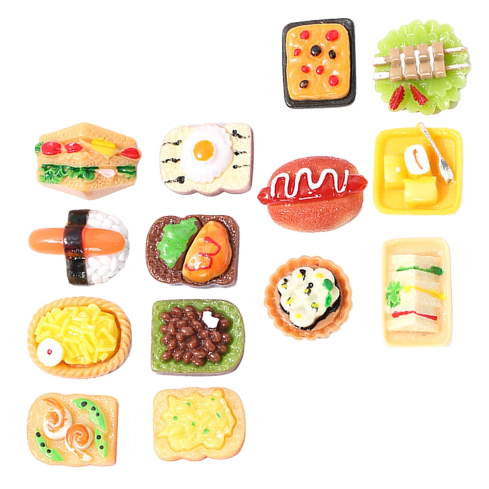 Worgeous 15pcs Miniature Food Models Faux Food Model Fake Pizza Bread ...