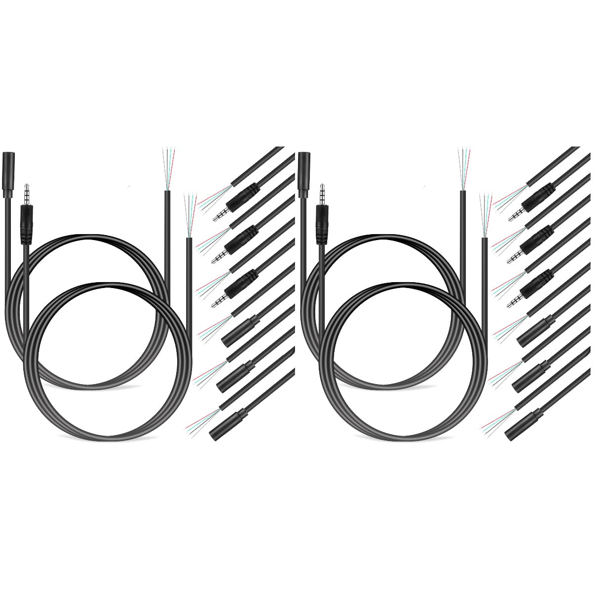 Worgeous 16 pcs Audio Cables Male Female Plug Cable Replacement 3.5mm ...