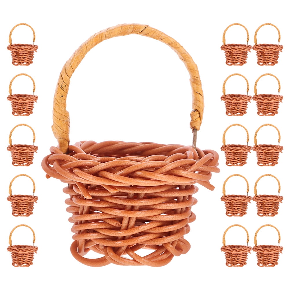 Worgeous 16 Pcs Mini Woven Basket with Handle Rattan Shopping - Walmart.com