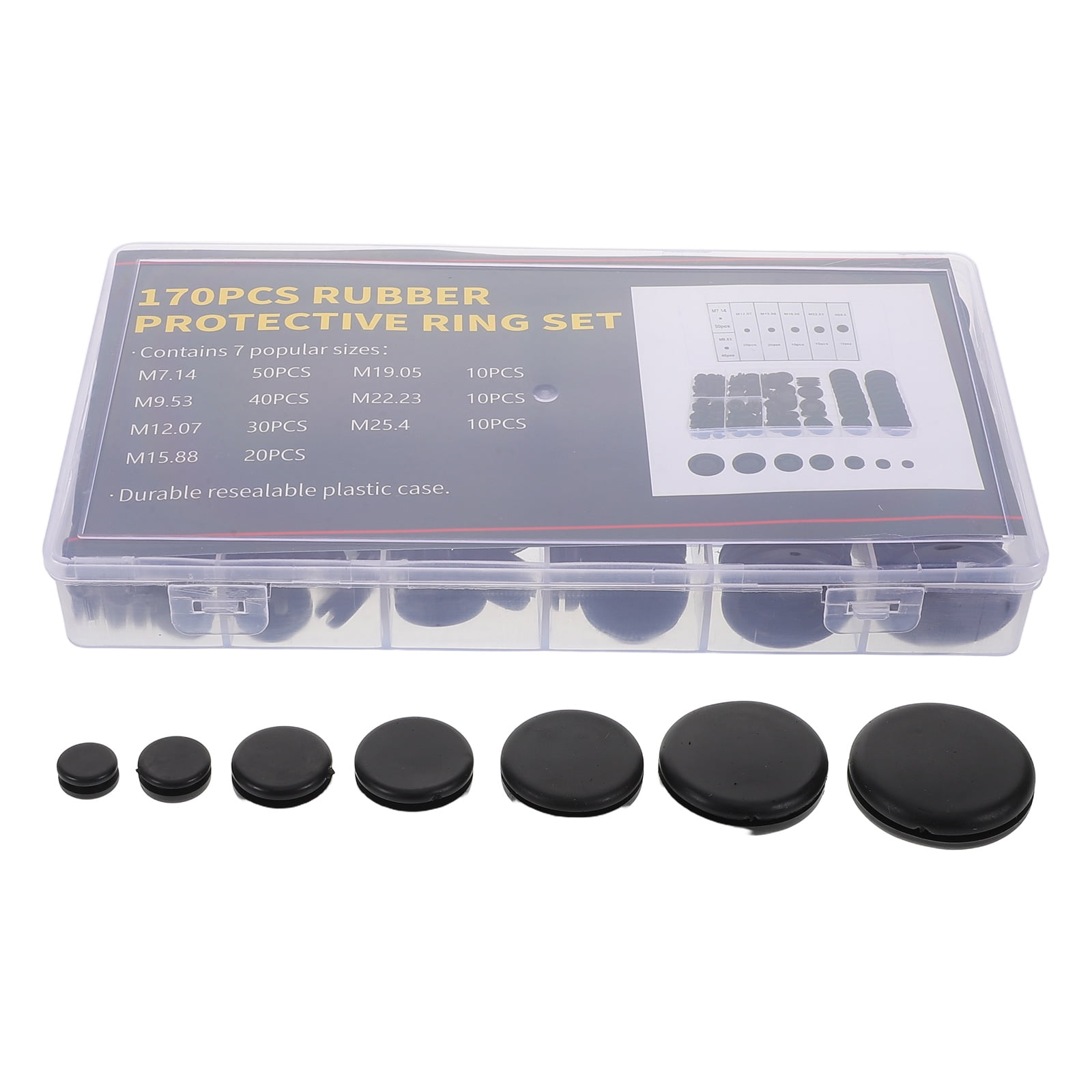 Worgeous 170pcs Rubber Grommet Kit for Wiring Wire Closed Grommets ...