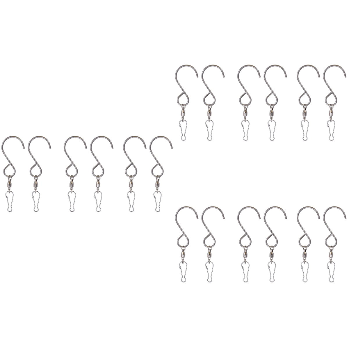 Worgeous 18 pcs Stainless Steel S-shaped Hook 360°Rotating Wind Bell ...