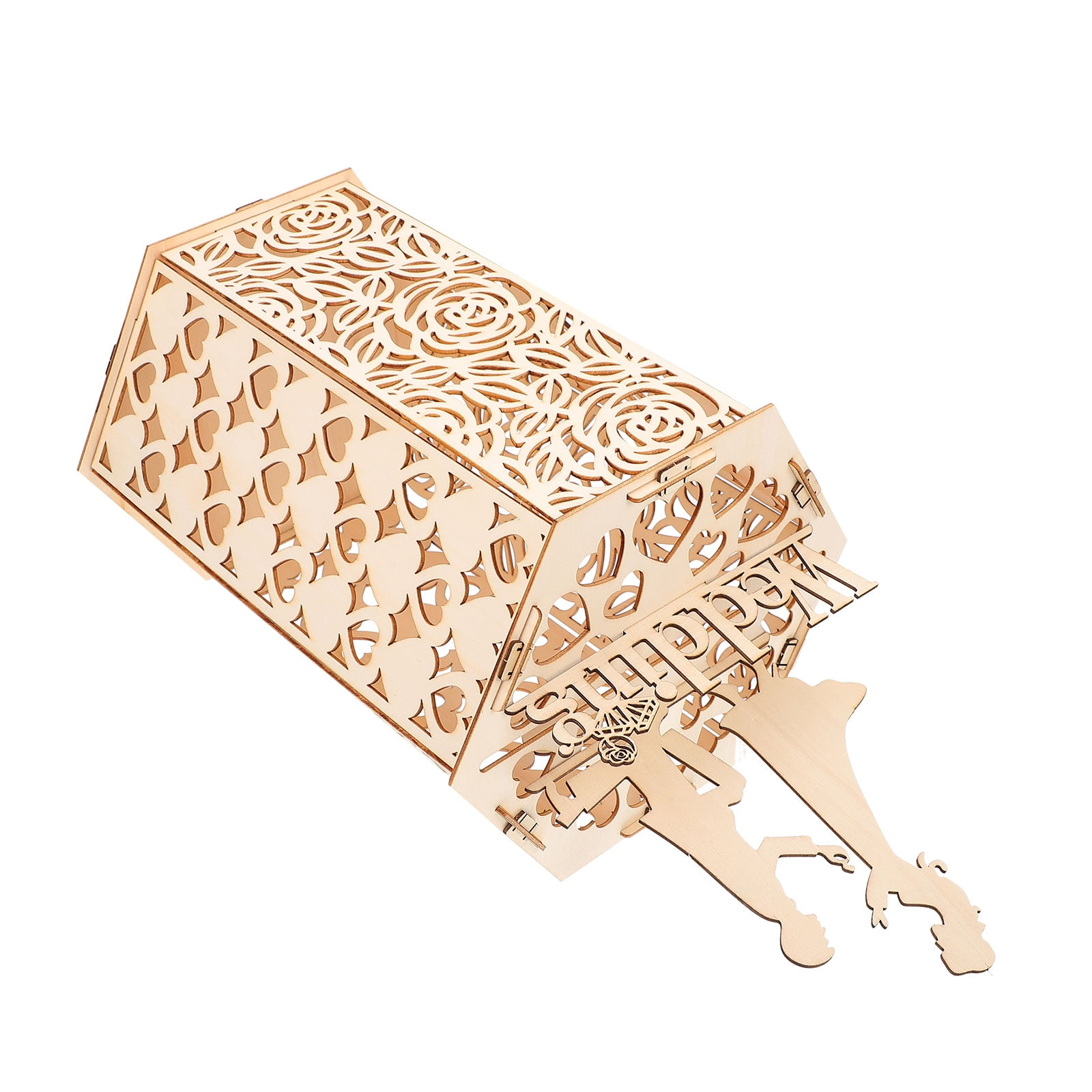 Worgeous 1PC Wooden Hollow DIY Wedding Use Sign-in Box Delicate Sign-in ...