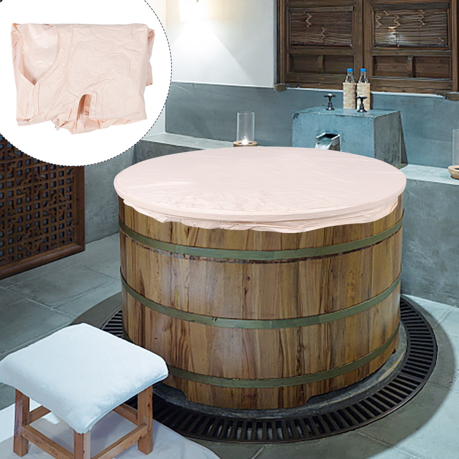 Worgeous Folding Bathtub Cover Lid Plastic Insulation Beige 1Pcs ...