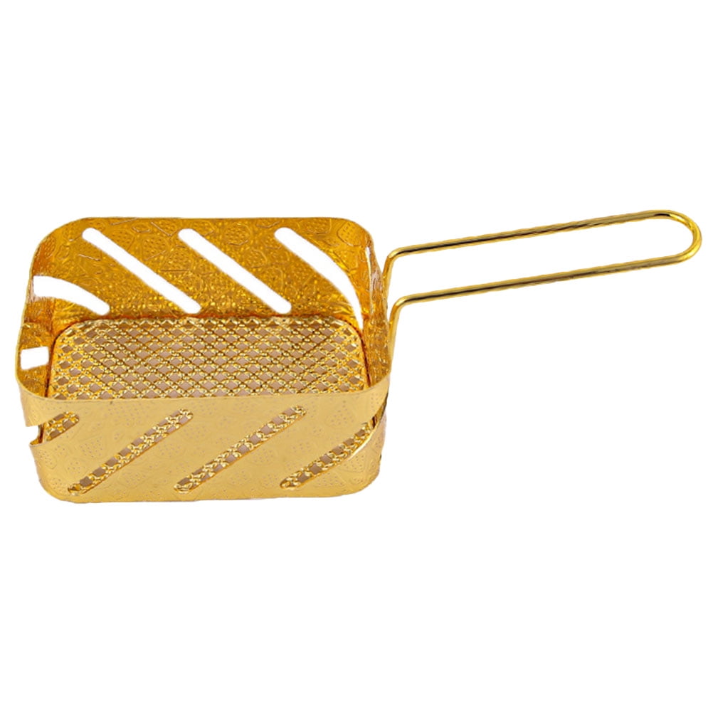 Worgeous 1Pack Golden Metal Fry Basket for Frying and Serving Home ...
