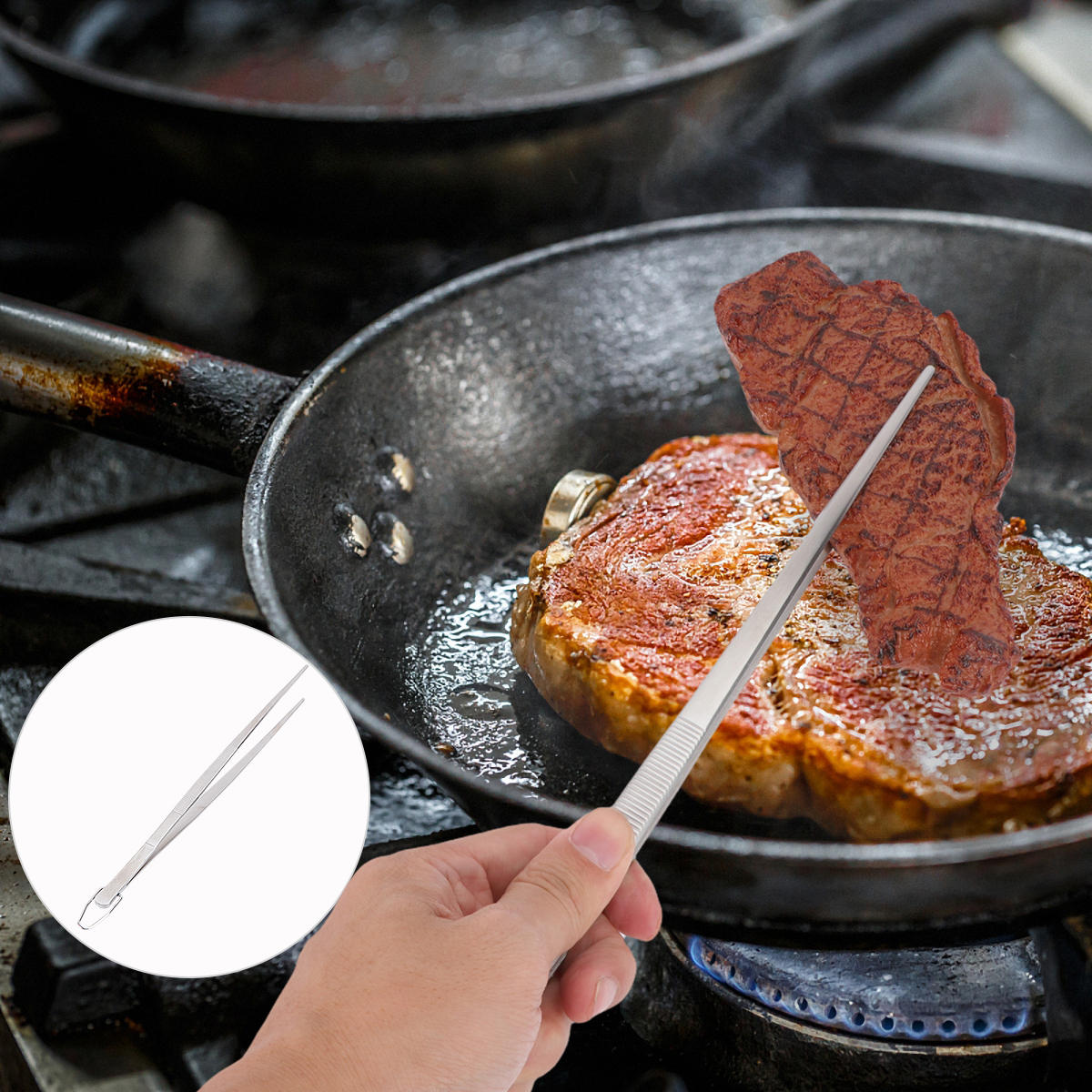 Worgeous 1Pc Portable Stainless Steel Kitchen Barbecue Steak Clamp ...
