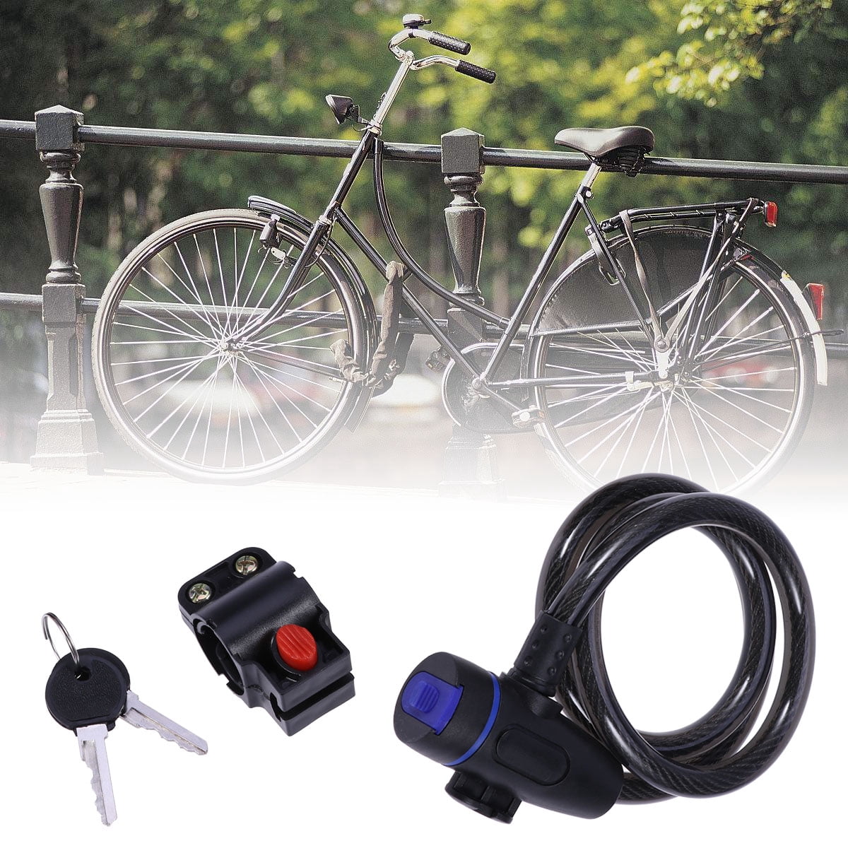 Worgeous Bike Cable Lock Bicycle Locks Anti Theft Vinyl Coated Cable ...