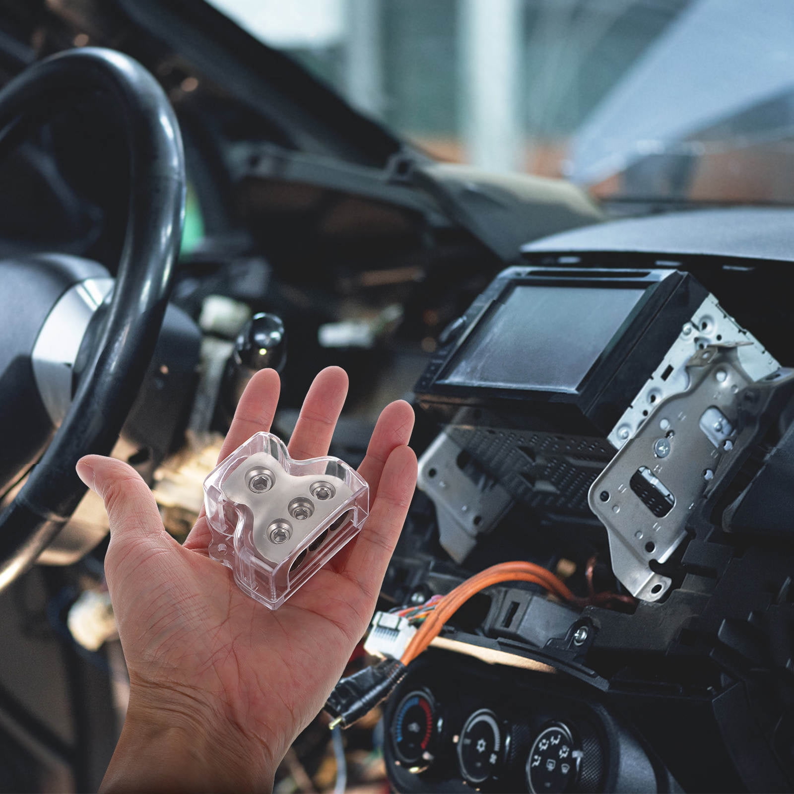 Worgeous 1pc 3 Way Power Distribution Block 1 X 2 Gauge X 4 Gauge Out Car Audio Stereo Amp