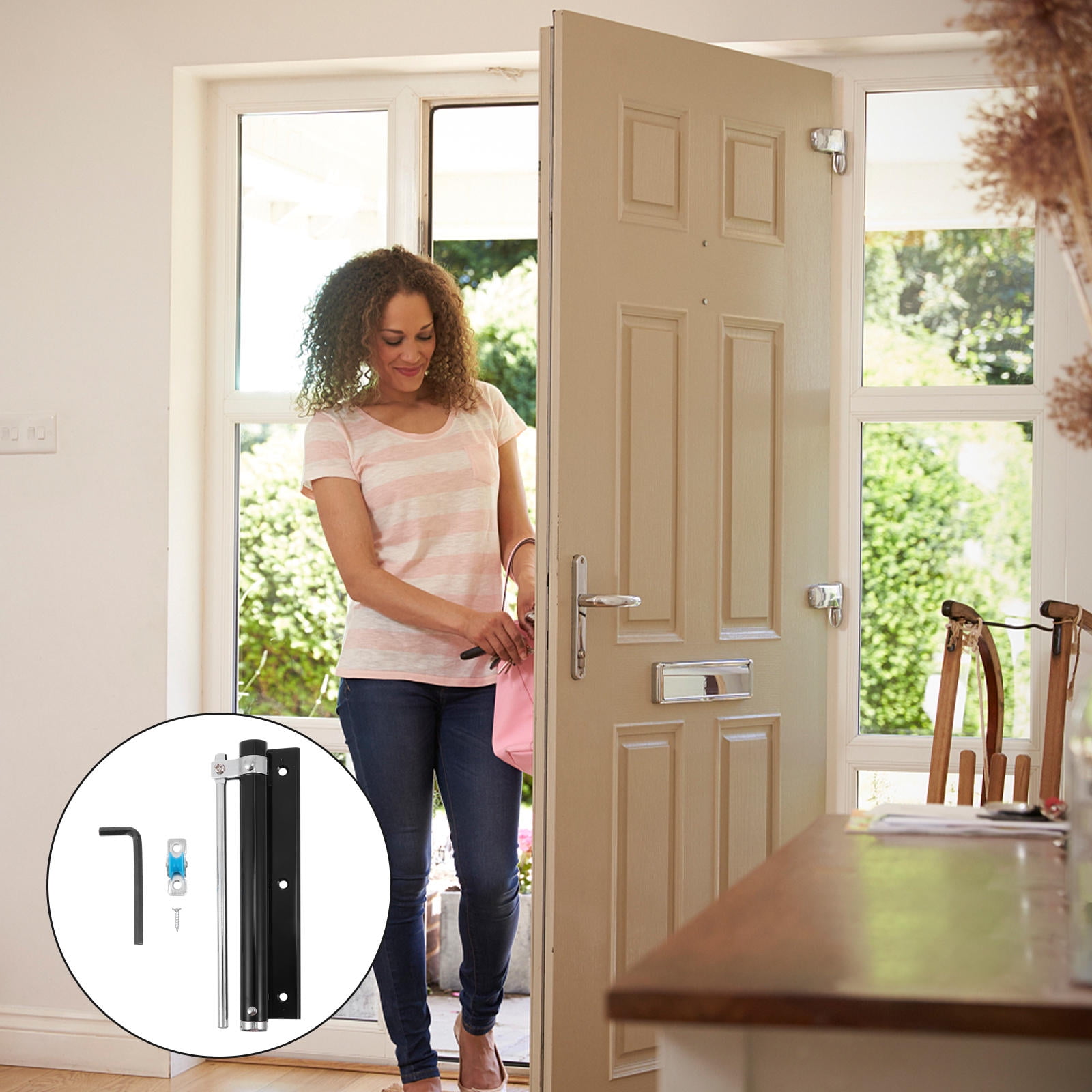 FONDOTIN 1Pc Practical Black Door Closer with Foldable Arm for ...