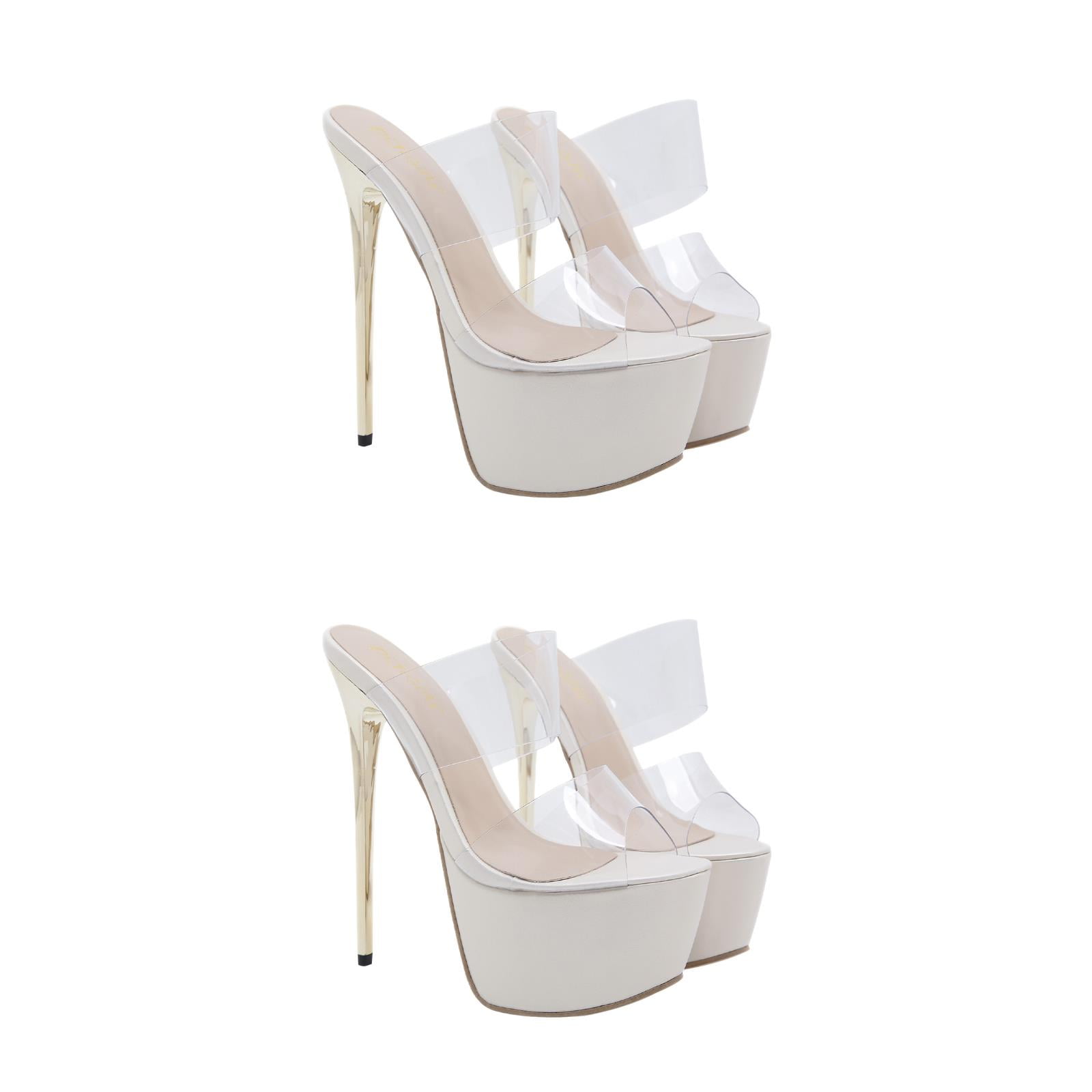 Worgeous 2 Pairs Simple High Heel Slippers Super High-heeled Sandals ...