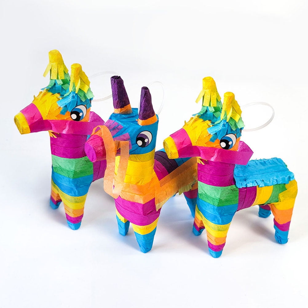 FONDOTIN Donkey Shaped Pinata Toy Multi-Colored 2Pcs for Mexican-Themed ...
