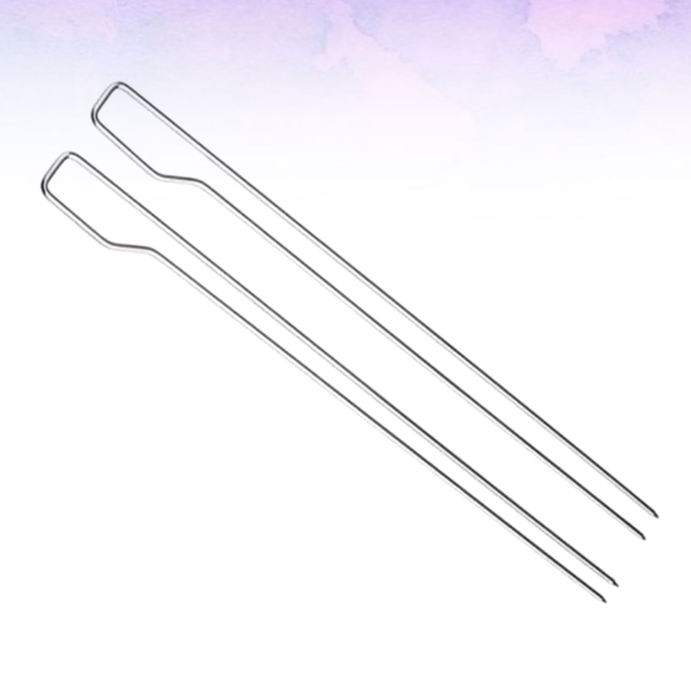Worgeous 2 Pcs Barbecue Fork Skewers Kabobs Vertical Grill Bbq Silver ...