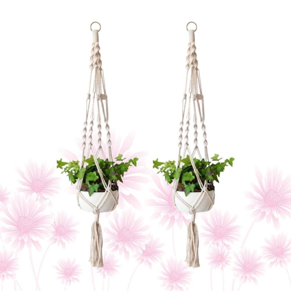 Worgeous 2 Pcs Cotton Rope Hanging Basket Large Planter Indoor ...