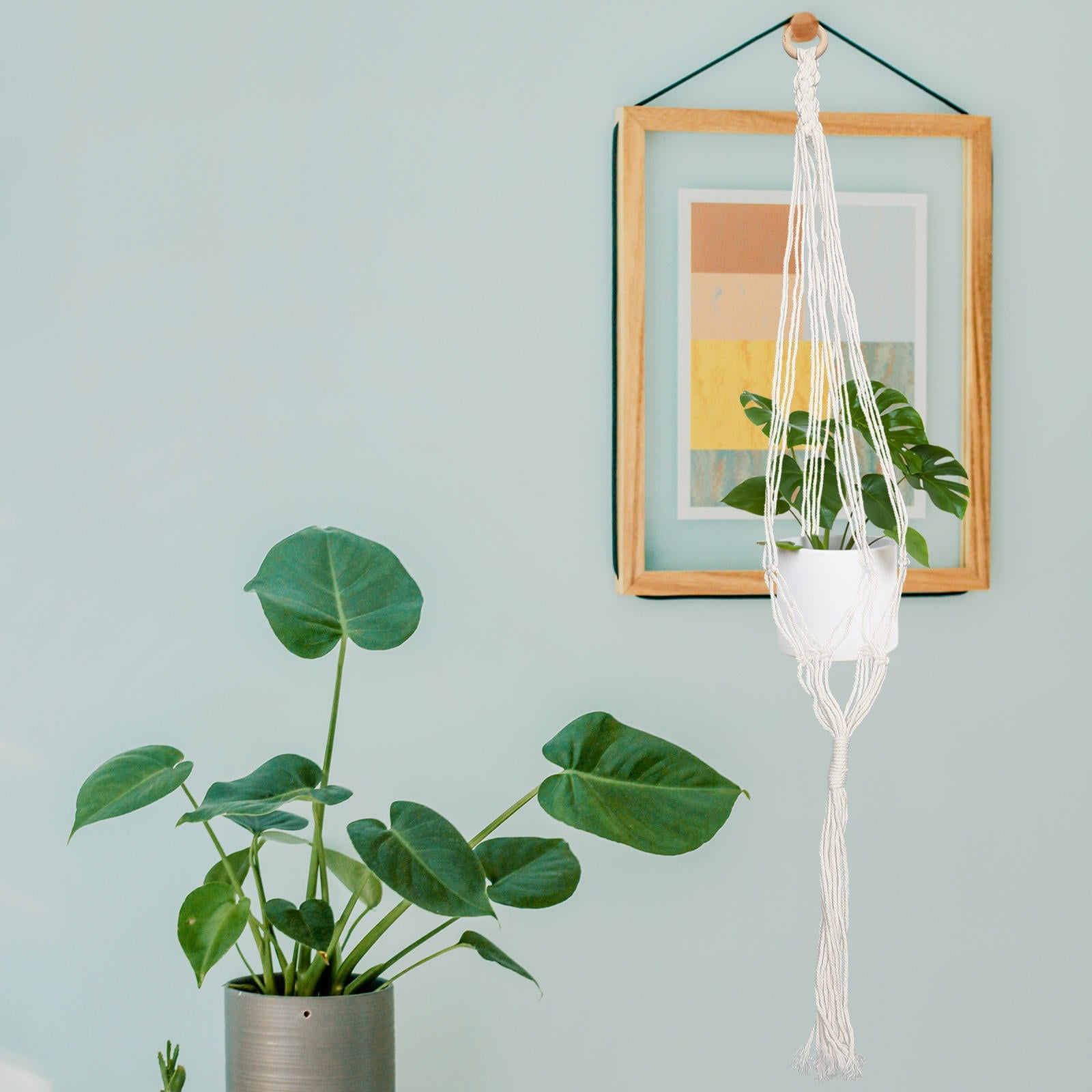 Worgeous 2 Pcs Cotton Rope Hanging Basket Plant Macrame Hangers Indoor ...