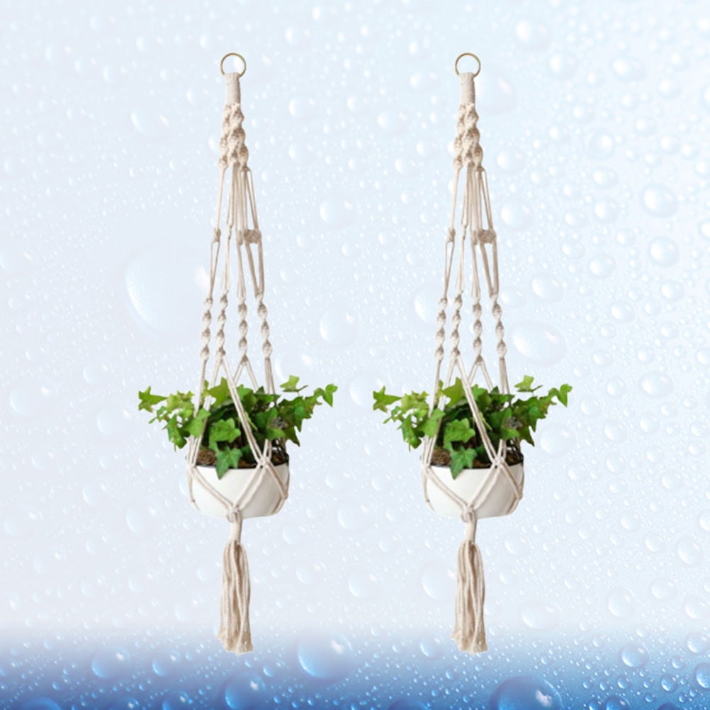 Worgeous 2 Pcs Macrame Rope Crochet Indoor Plant Pots Woven Basket Plants - Walmart.com