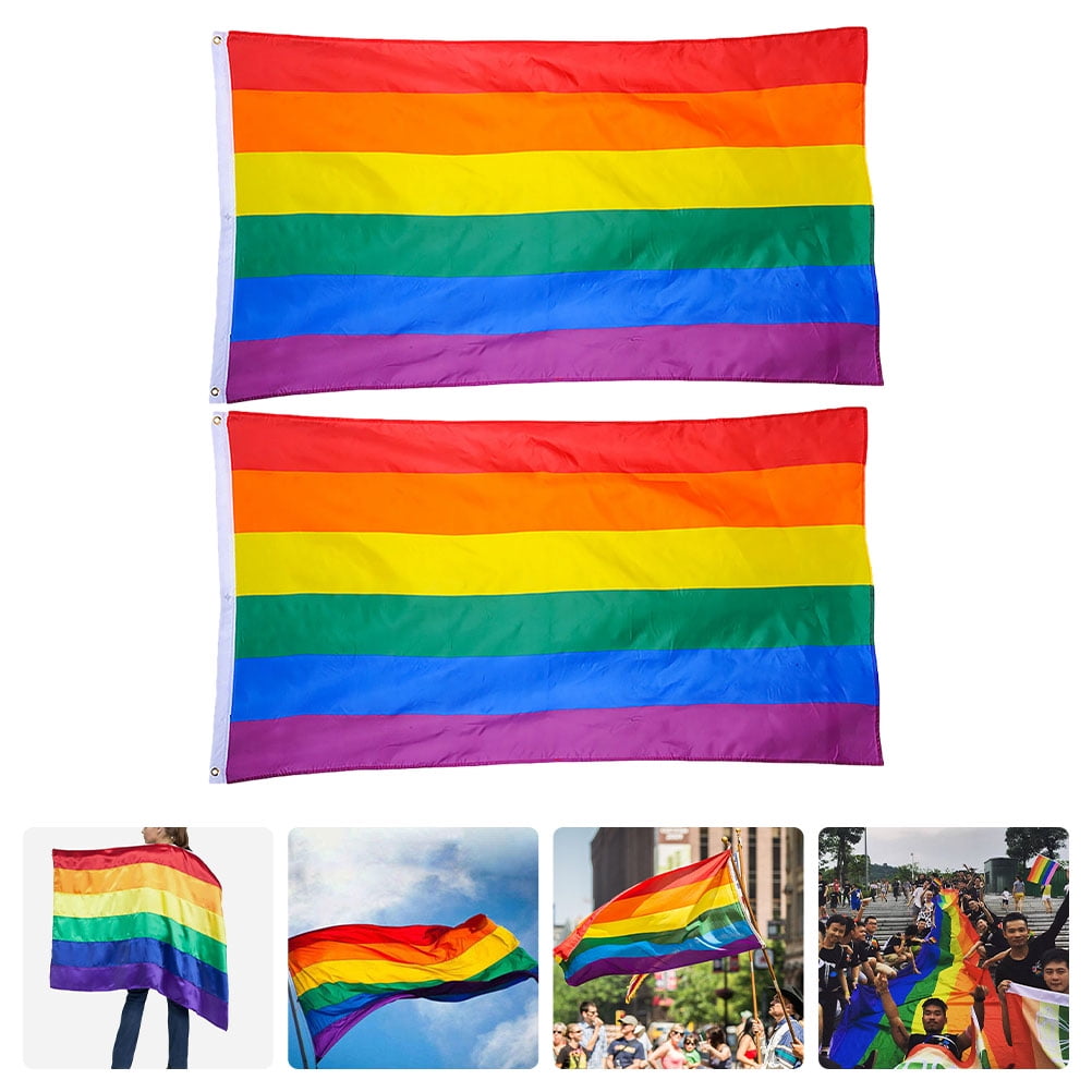 Worgeous 2 Pcs Mini Pride Flags Sticks Rainbow Lgbt Party Decoration ...