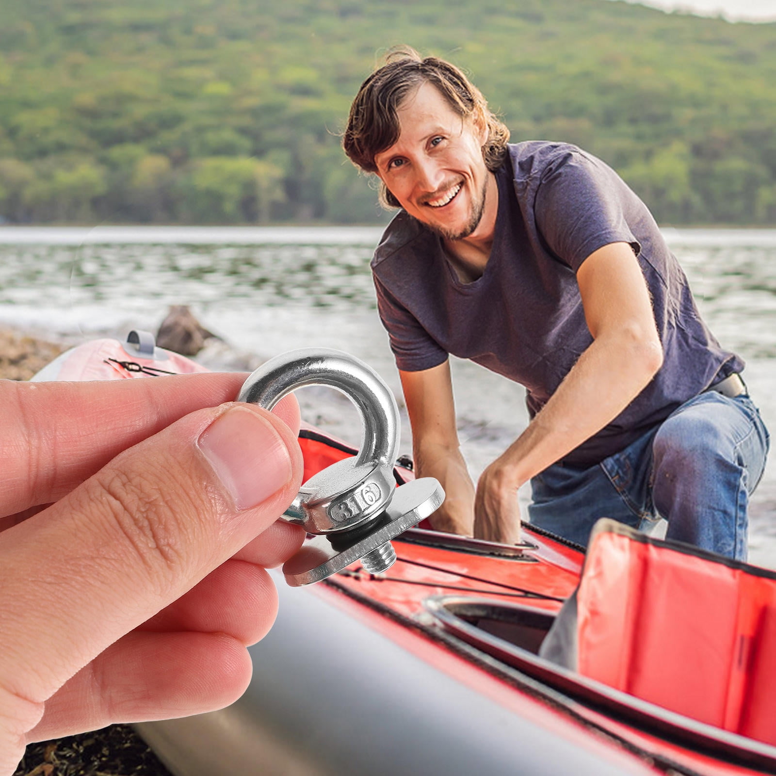 Worgeous 2 Pcs Stainless Steel Slide Rail Kayak Eyelets Track Silver ...