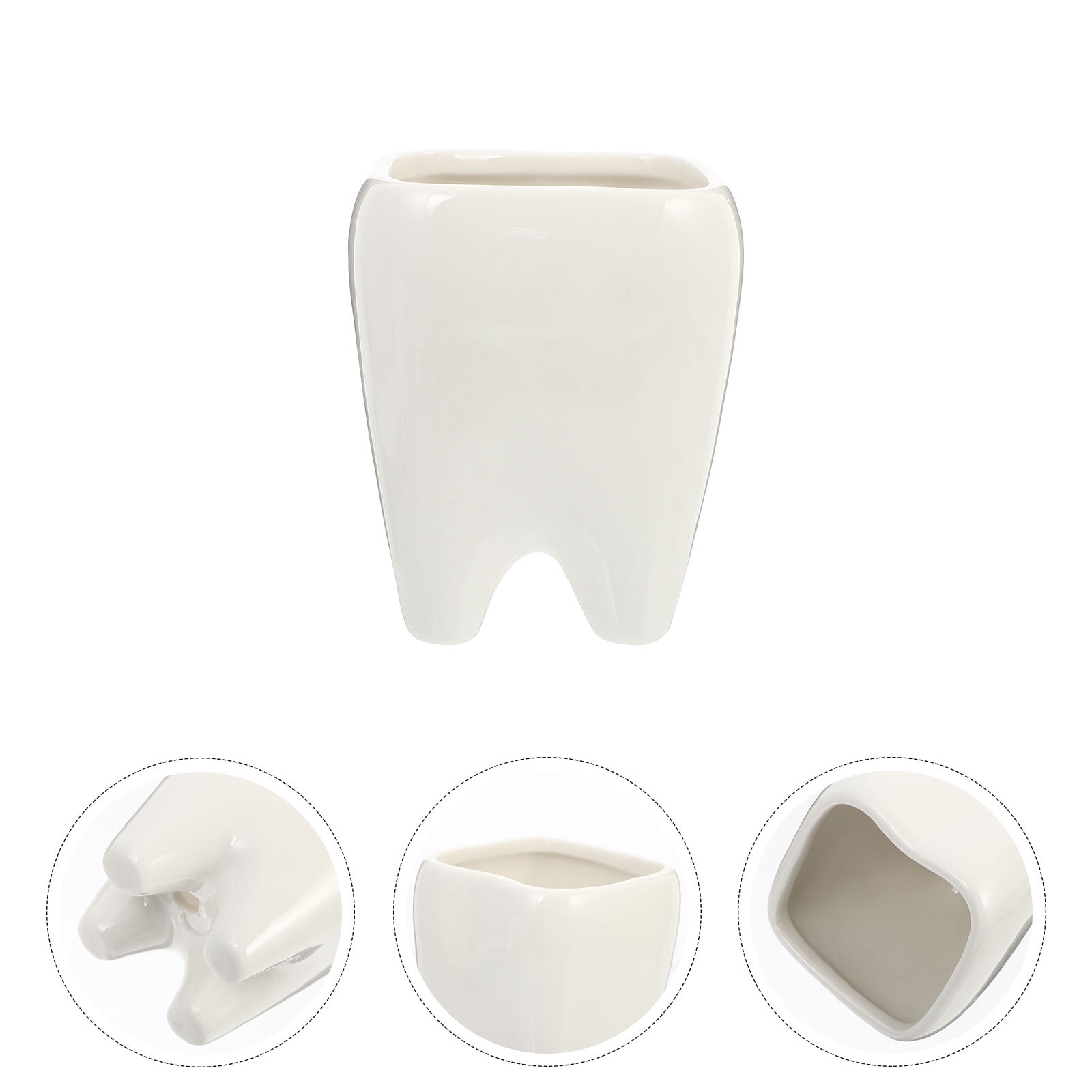 Worgeous 2 Pcs Tooth White Porcelain Planter Cactus Desk Pot Pots for ...