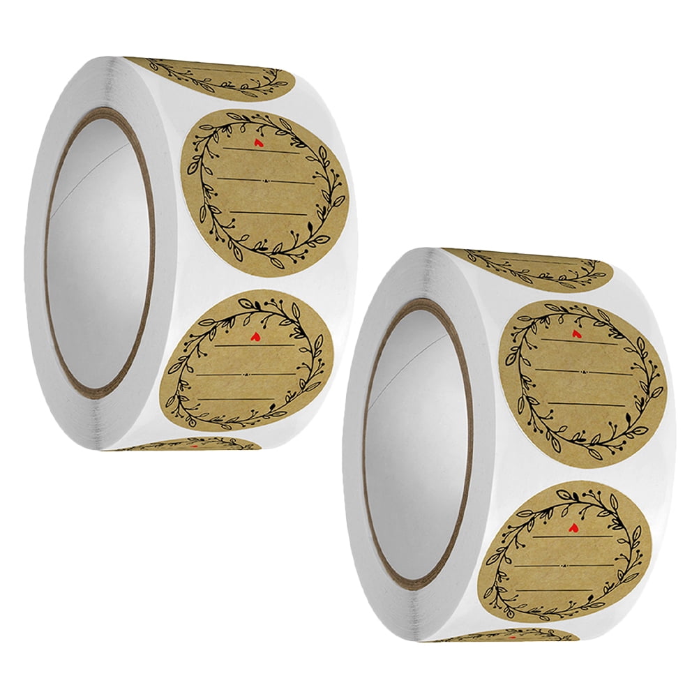 Worgeous 2 Rolls Self-adhesive Label Sticker Labels Double Circle ...