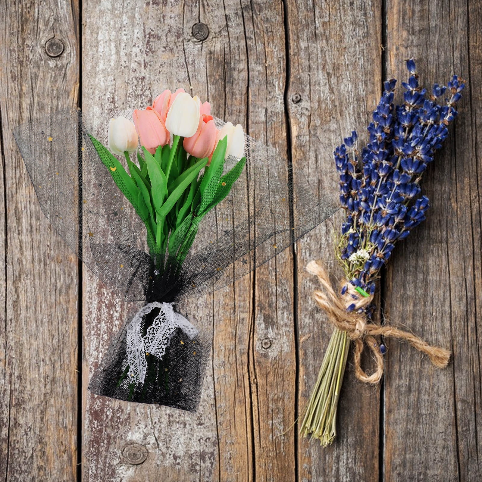 Worgeous 2 Rolls Star Moon Pattern Mesh Rolls Florist Supplies for ...