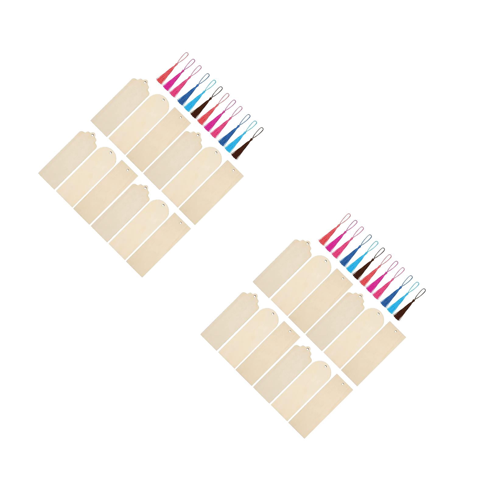 Worgeous 2 Sets Blank Bookmarks and Tassel Set Wood Bookmarks Blank ...