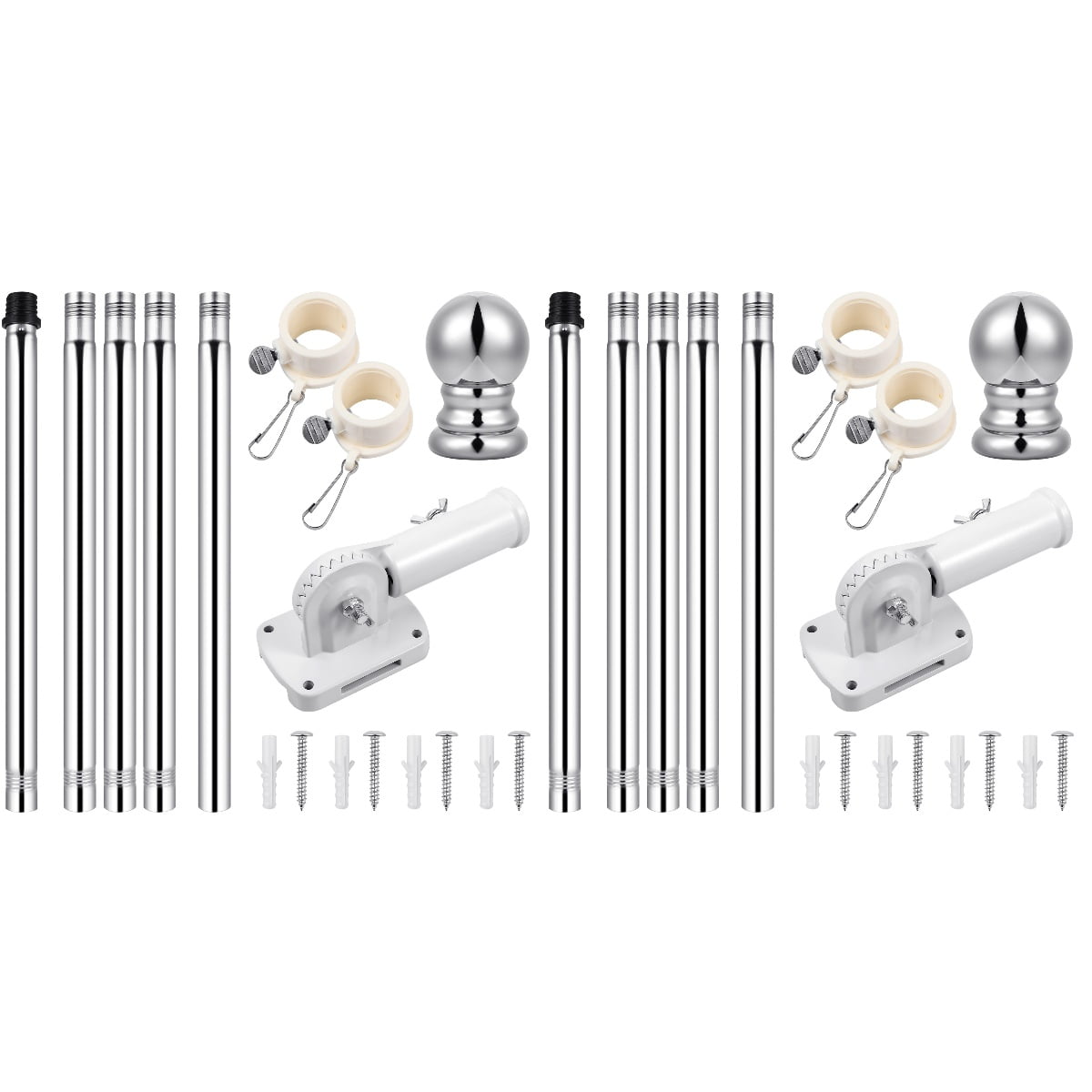 Worgeous 2 Sets Detachable Flag Rods Adjustable Flag Pole Flag Pole ...