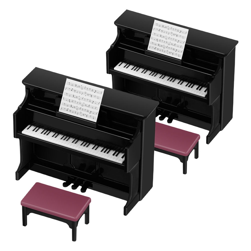 Worgeous 2 Sets Dollhouse Mini Piano And Bench Set Doll House Piano Set ...