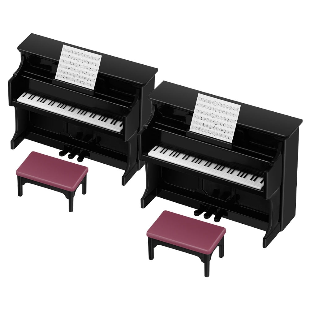 Worgeous 2 Sets Miniature Dollhouse Piano And Stool Set With Music ...