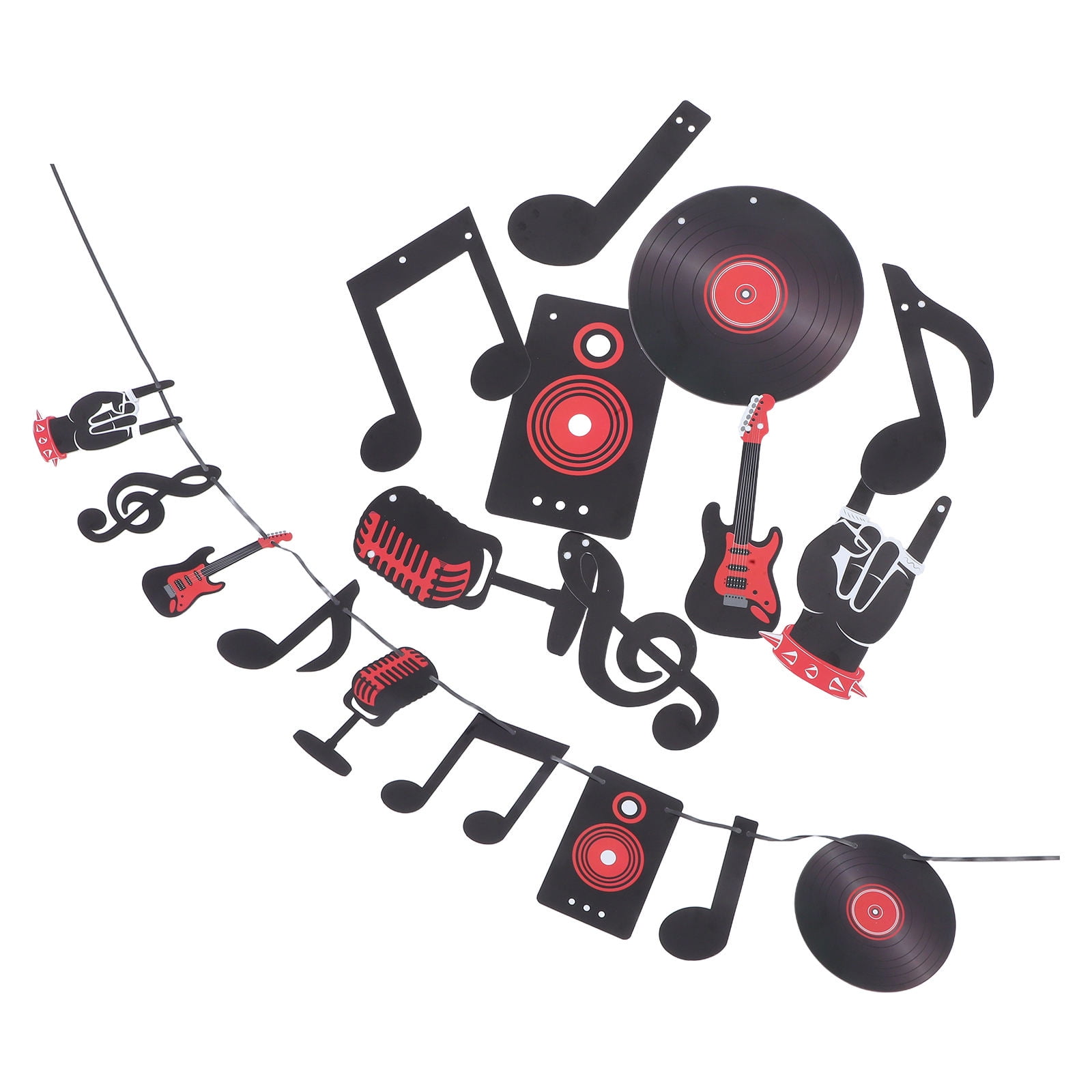 Worgeous 2 Sets Retro Record Rock And Roll Party Music Banner Garland ...