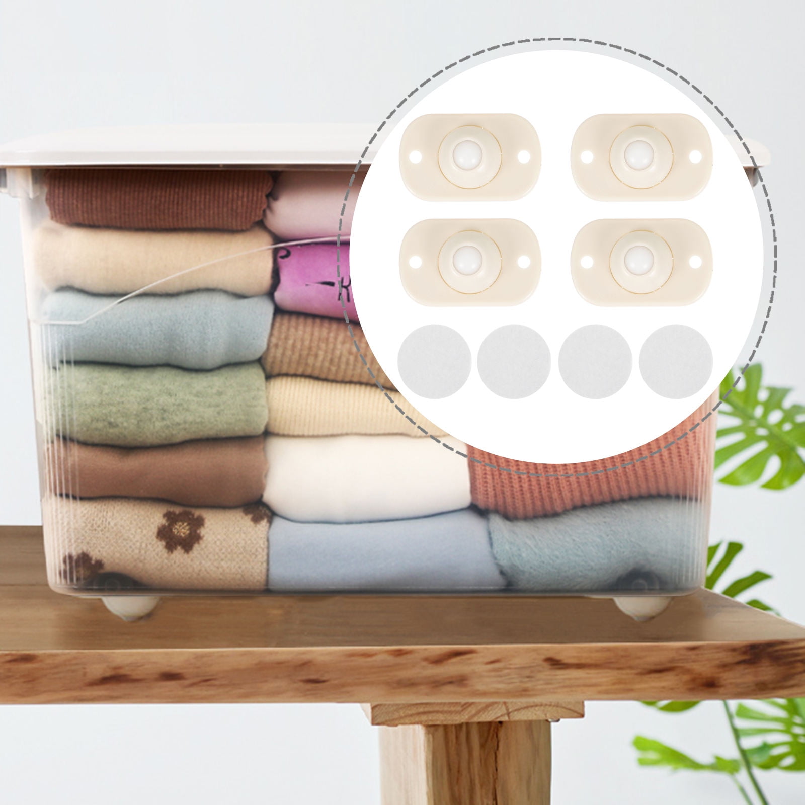 Worgeous 2 Sets Round Simple Design Sticky Storage Box Wheels Practical ...