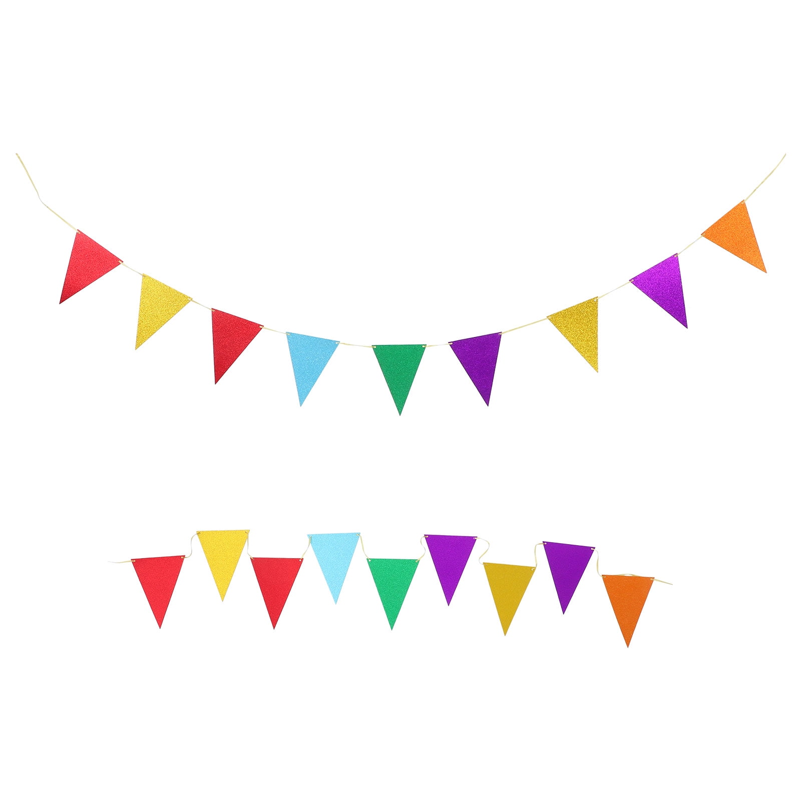 Worgeous 2 Sets Triangle Banners Rainbow Bunting Multicolor Carnival ...
