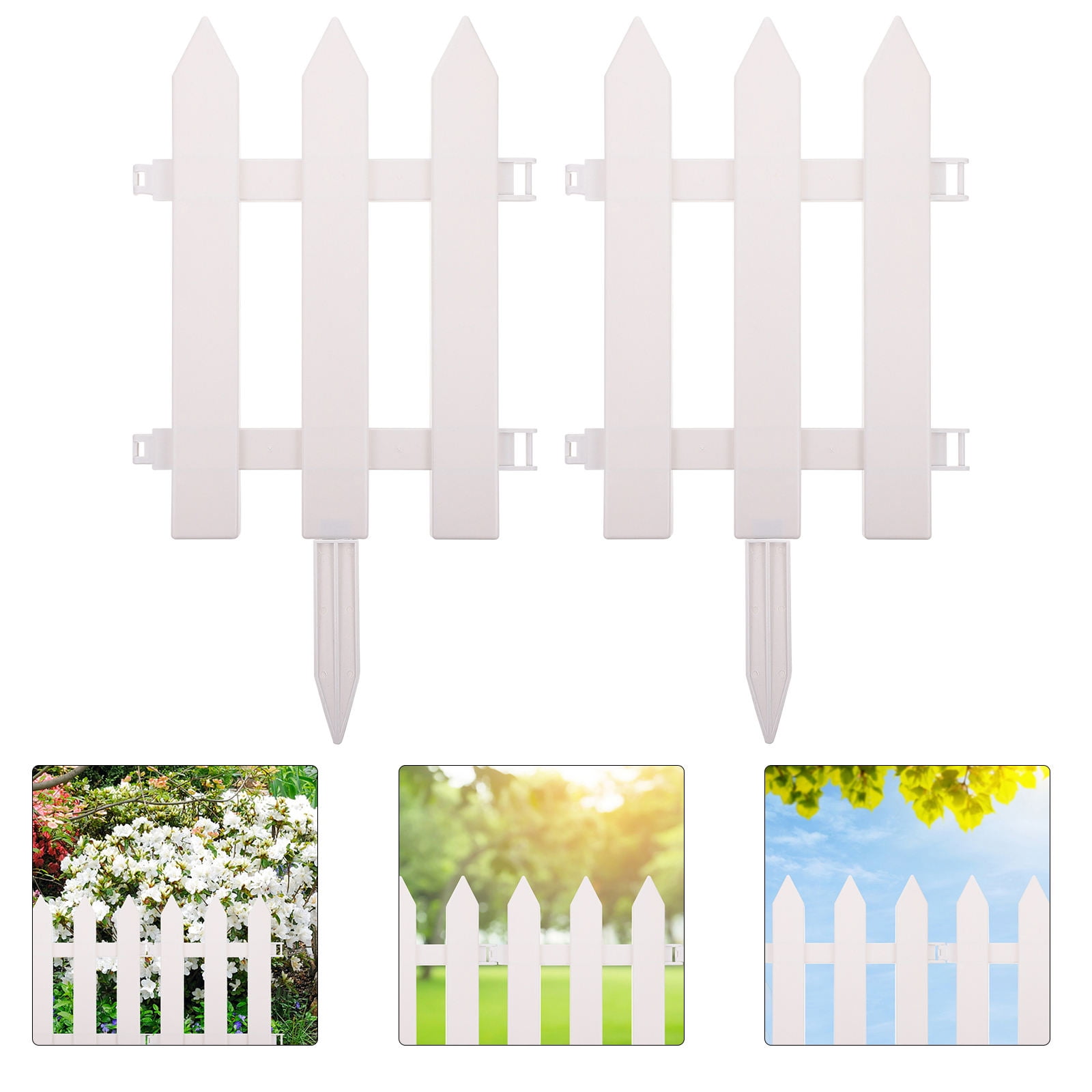 Worgeous 2 Sets White Guardrail Outdoor Flower Border Fencing Fences ...