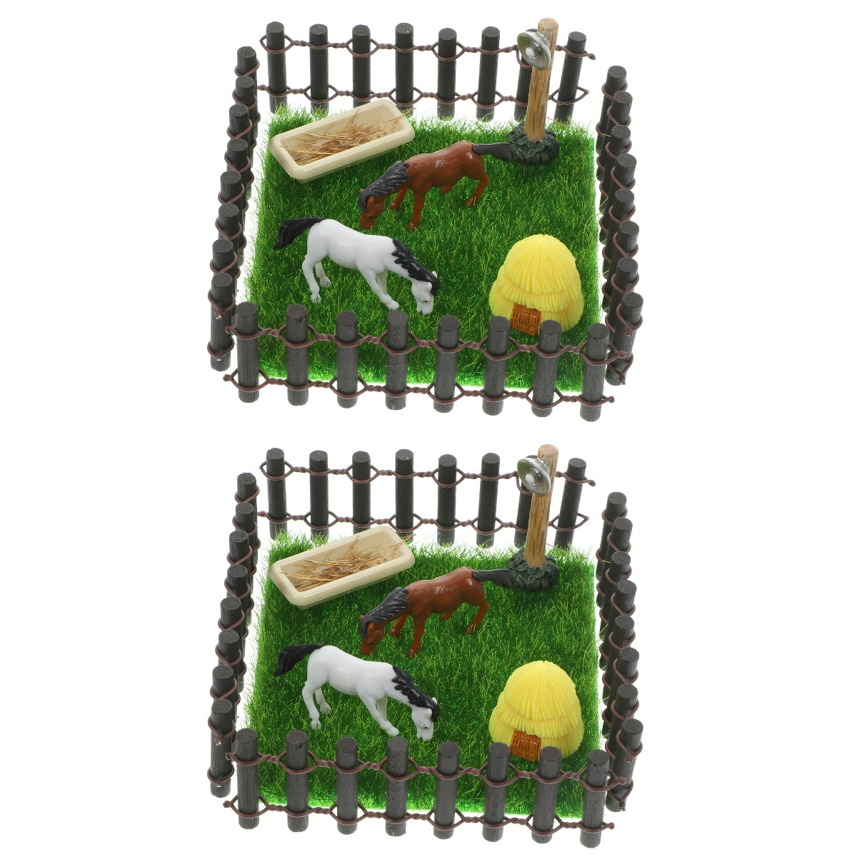 Worgeous 2 Sets of Miniature Simulation Stable Model Playset Mini Farm ...