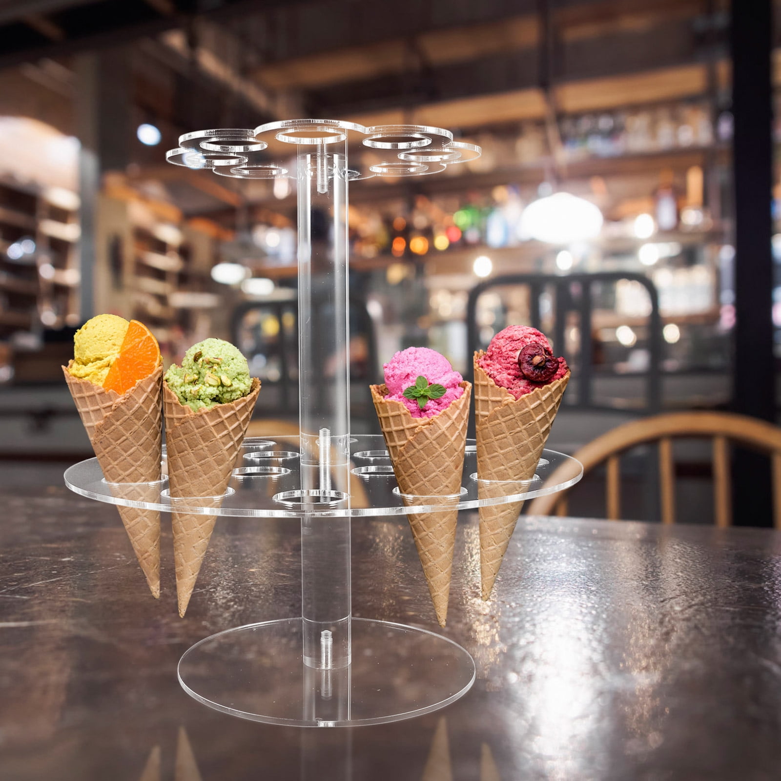 Raindrops Ice Cream Cone Racks 1Pack Acrylic Iron 2-Tier Transparent 26 ...