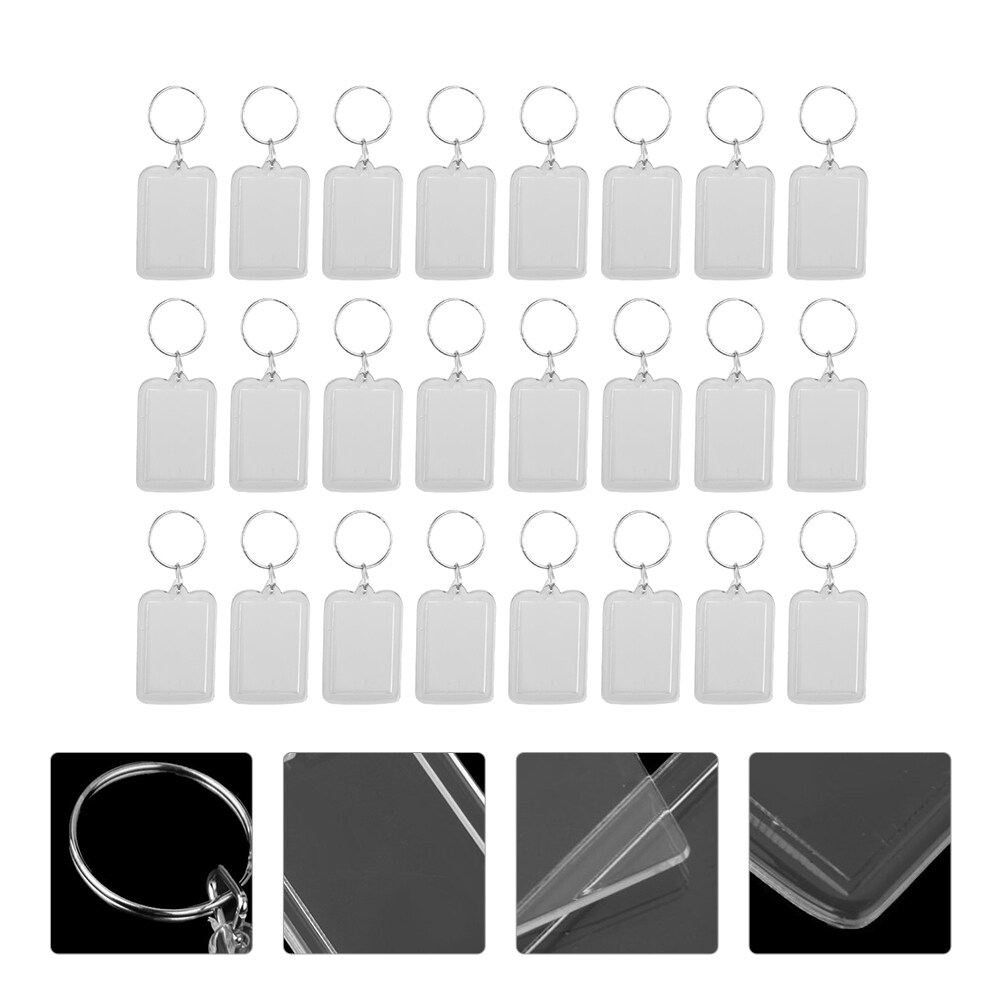 Worgeous 20 PCS Photo Frame Keychain Blank Keychains Mini Picture White ...