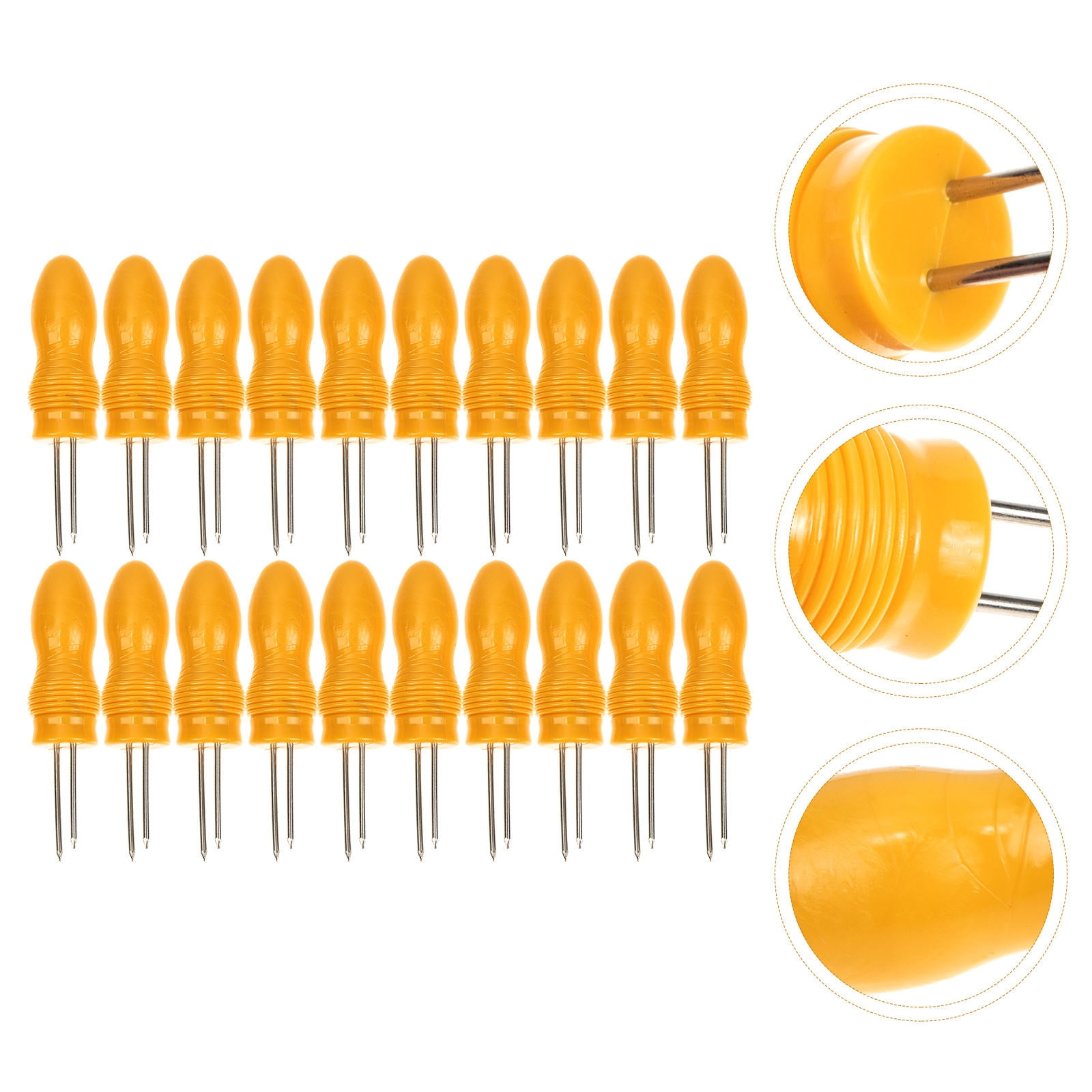 Worgeous 20 Pcs Corn Needles and Forks Stainless Shucking Bar Yellow ...