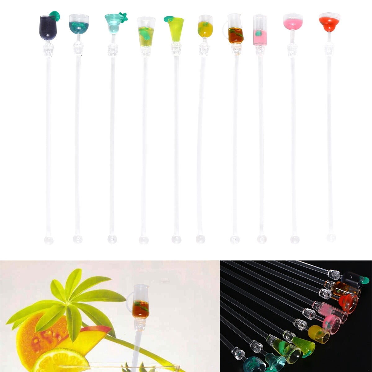 Worgeous 20 Pcs Drink Mixer Stick Stirring Mixing Sticks Round Colorful ...