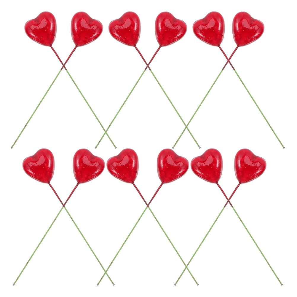 20 Red Heart Cake Toppers Foam DIY Decorations for Baking Birthday ...