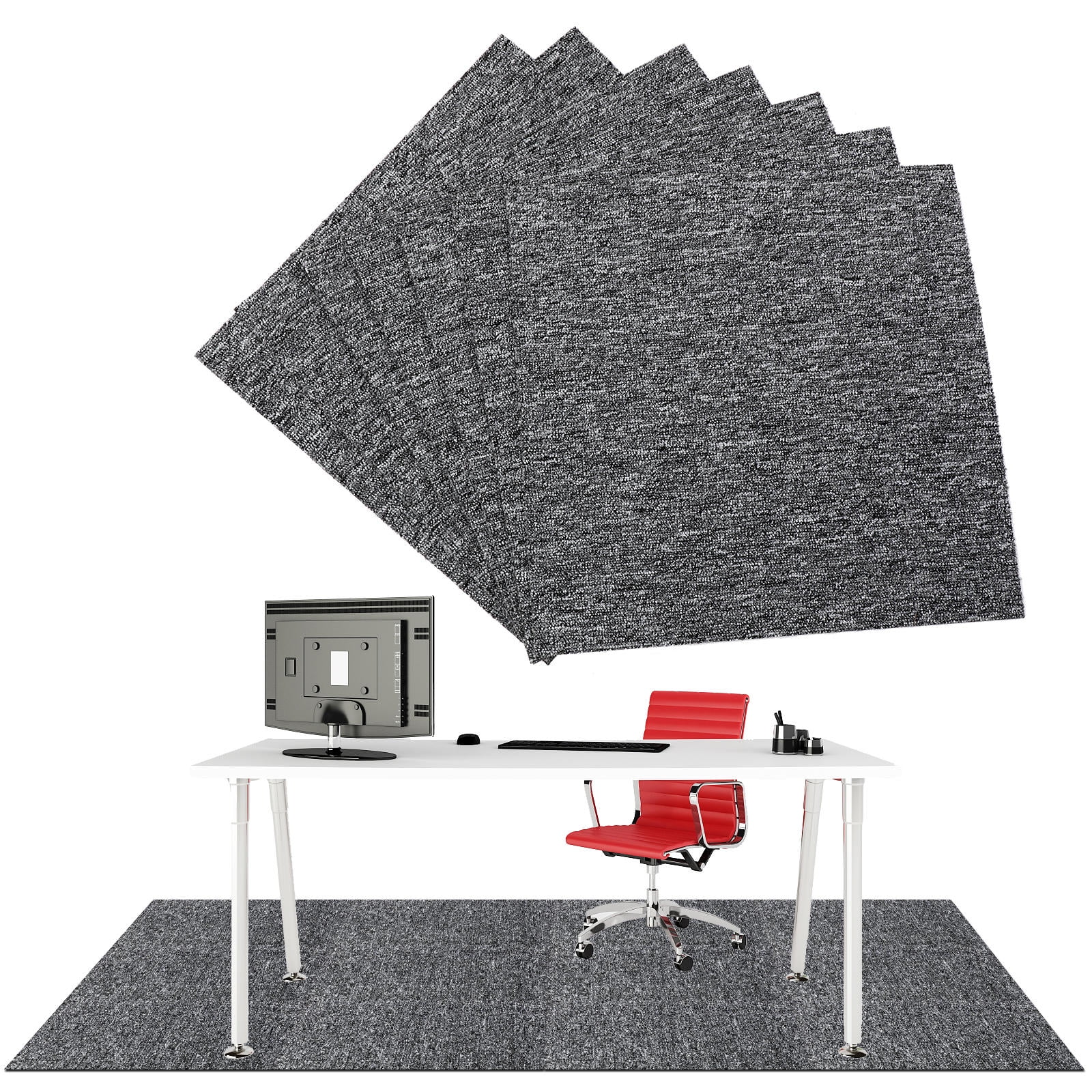 Worgeous 20 Pcs Room Square Carpet Office Floor Mat Stickers Squares ...