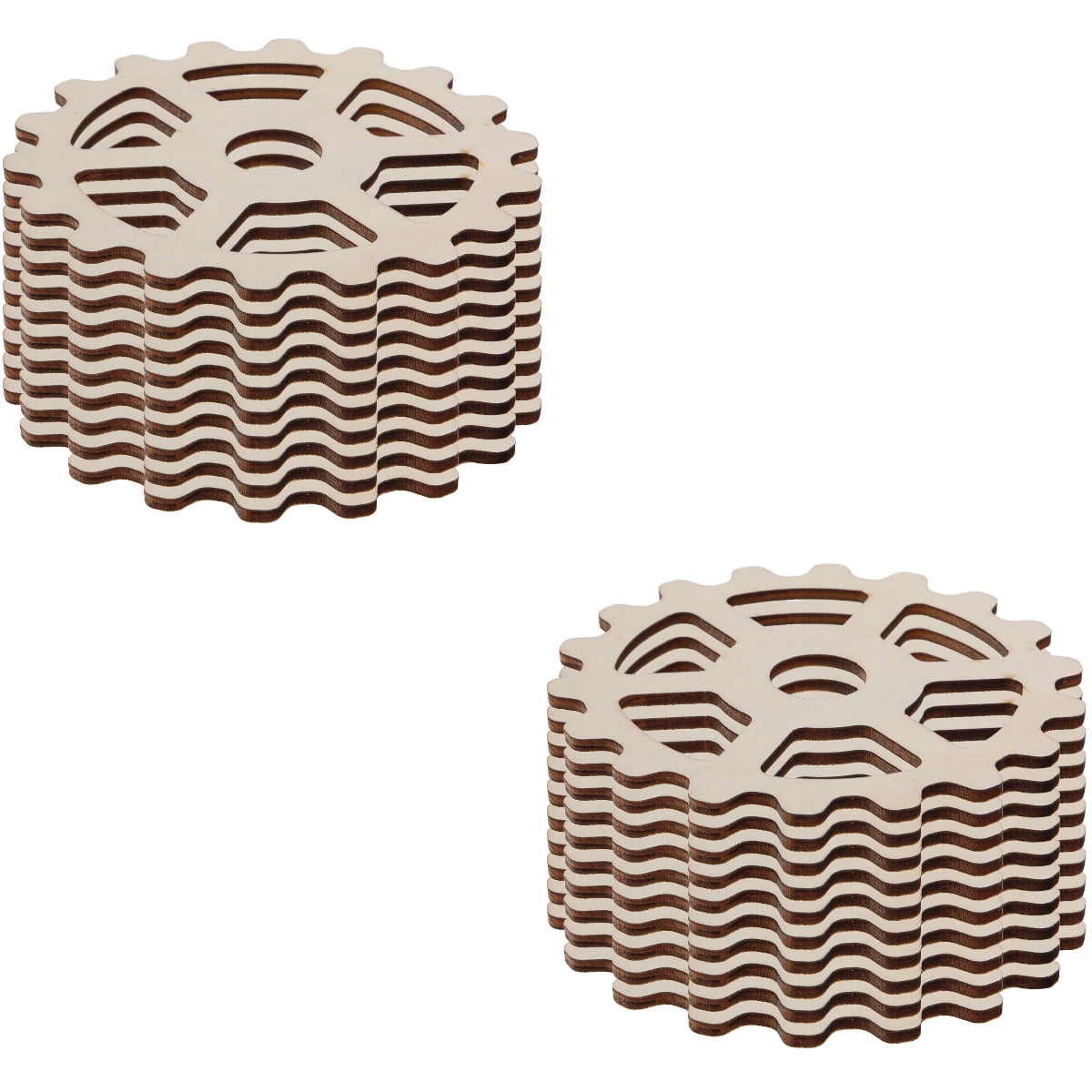 Worgeous 20 Pcs Unfinished Gear Wood Pieces DIY Blank Wood Slices Gear ...