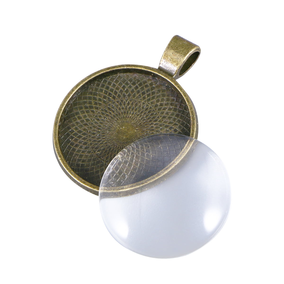 Worgeous 20 Set Glass Dome Tiles Round Pendant Tray Cameo Bezel Golden ...