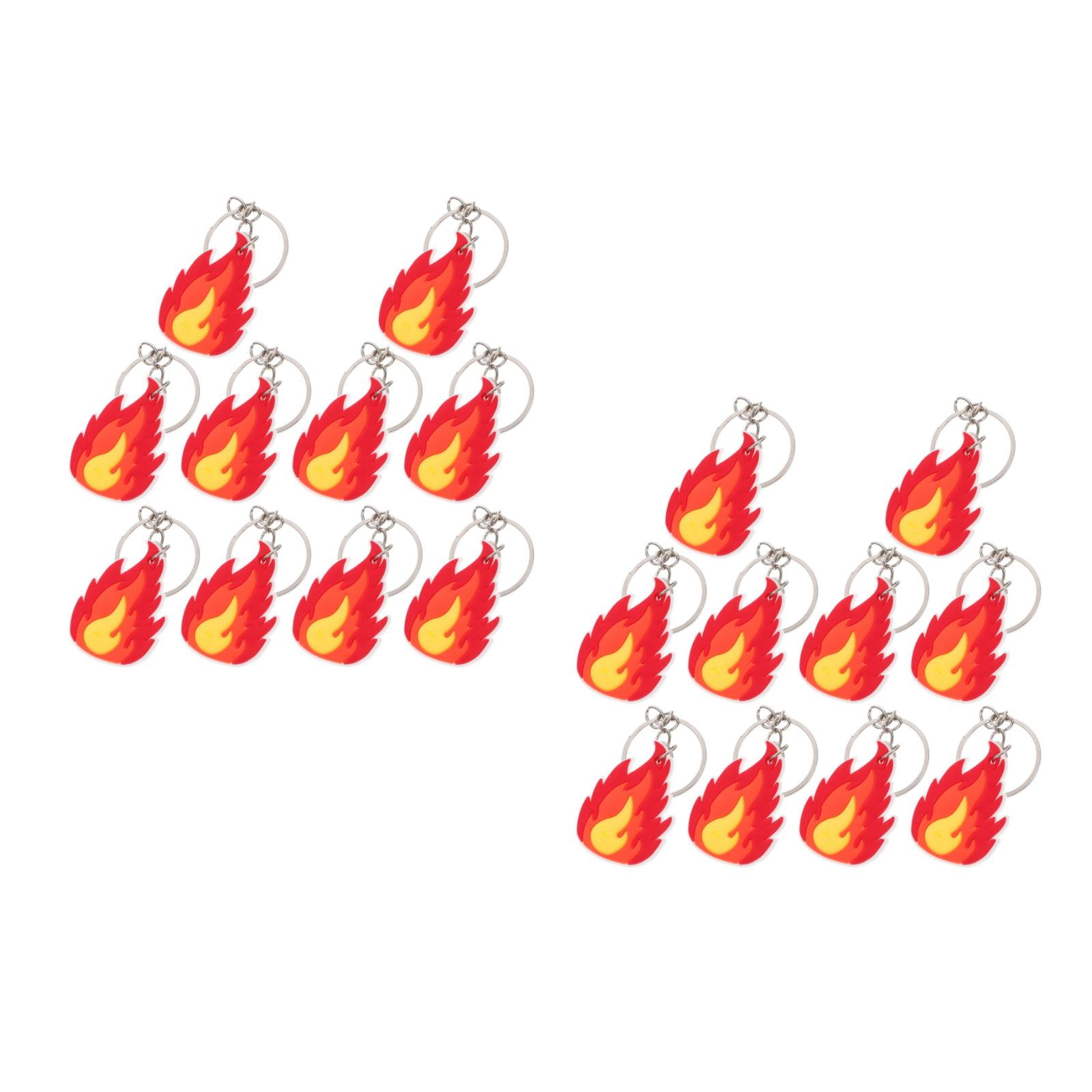 Worgeous 20 pcs Flame Fire Keychains Firefighter Keychain Firefighter ...