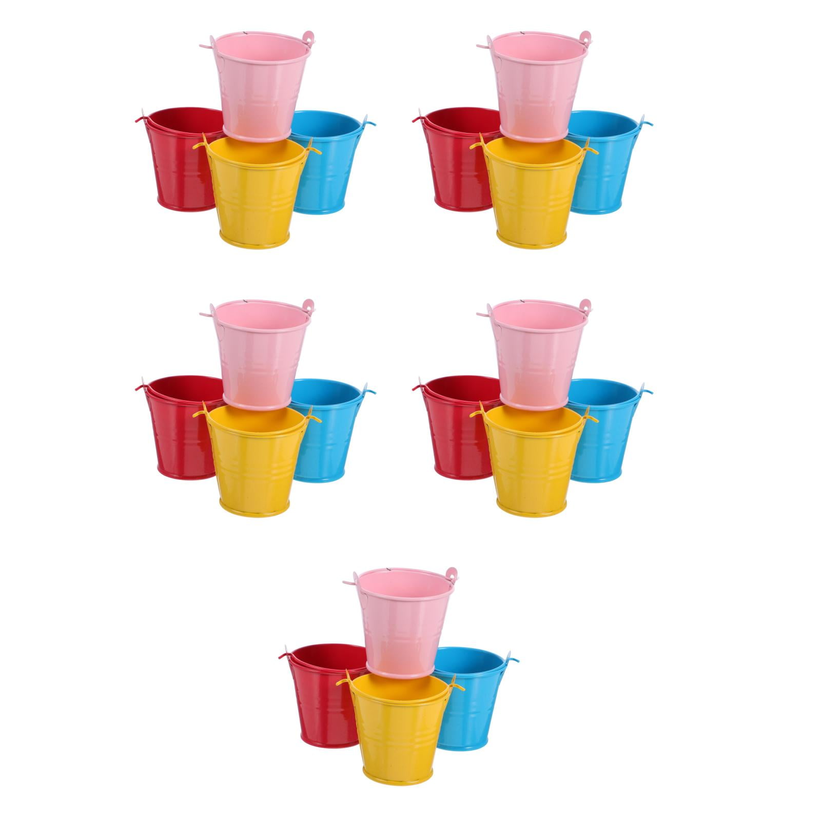 Worgeous 20 pcs Mini Colorful Metal Buckets with Handles Small Tin ...
