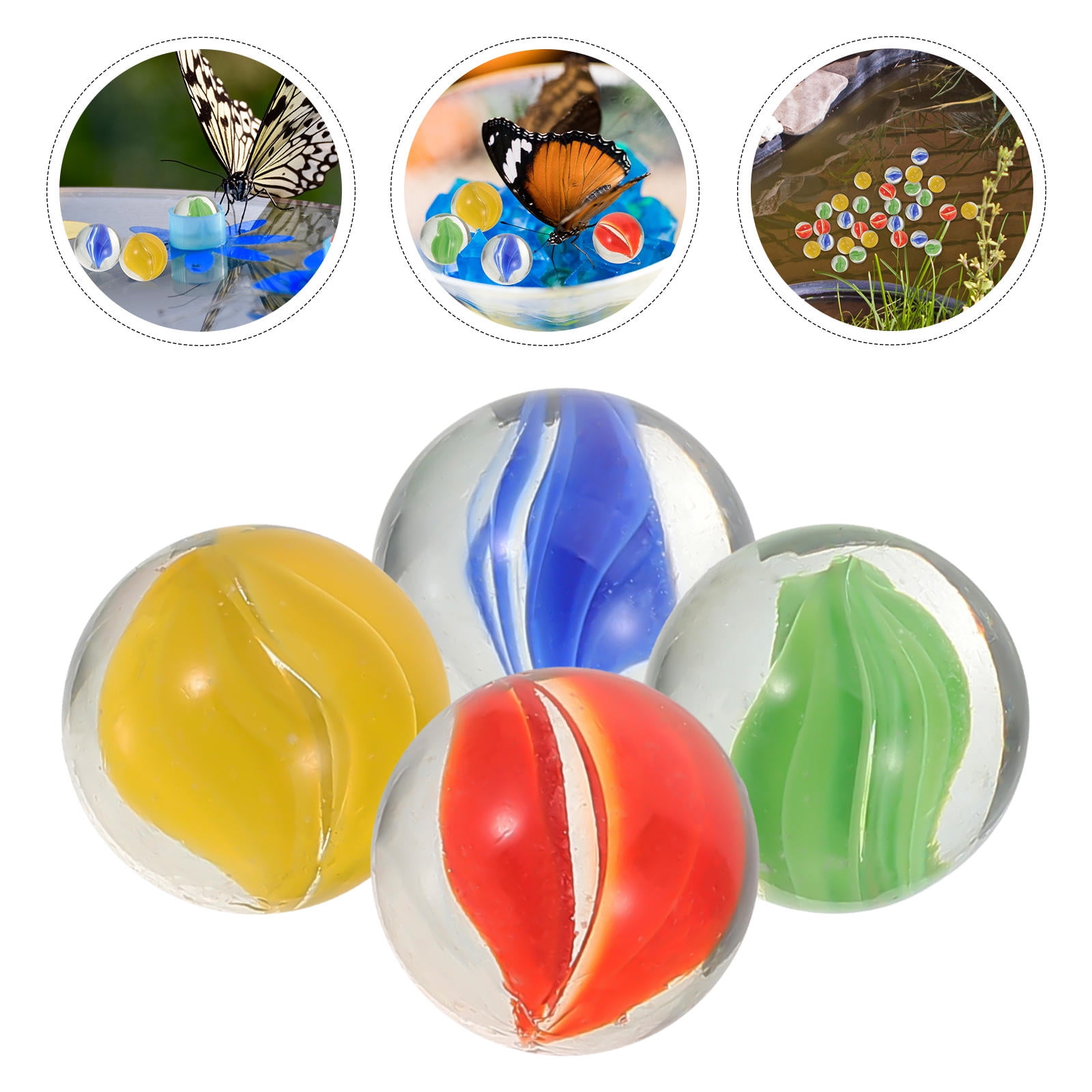 Worgeous 200Pcs Colored Glass Marbles for Playing Vibrant Butterfly ...
